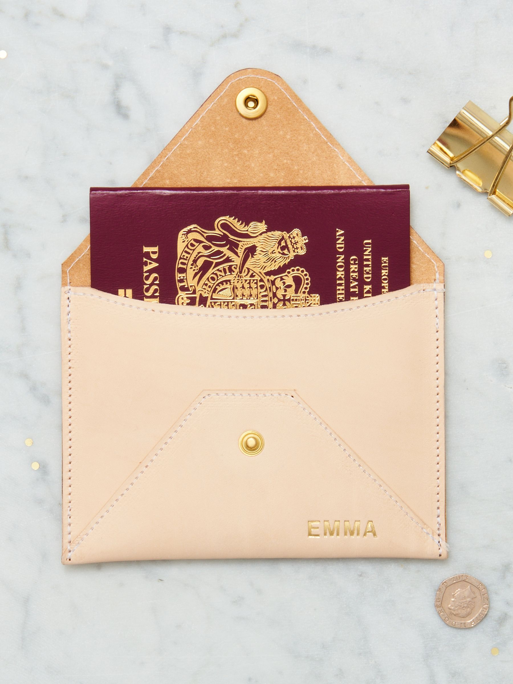 Buy Posh Totty Designs Personalised Leather Brown Passport Holder from ...
