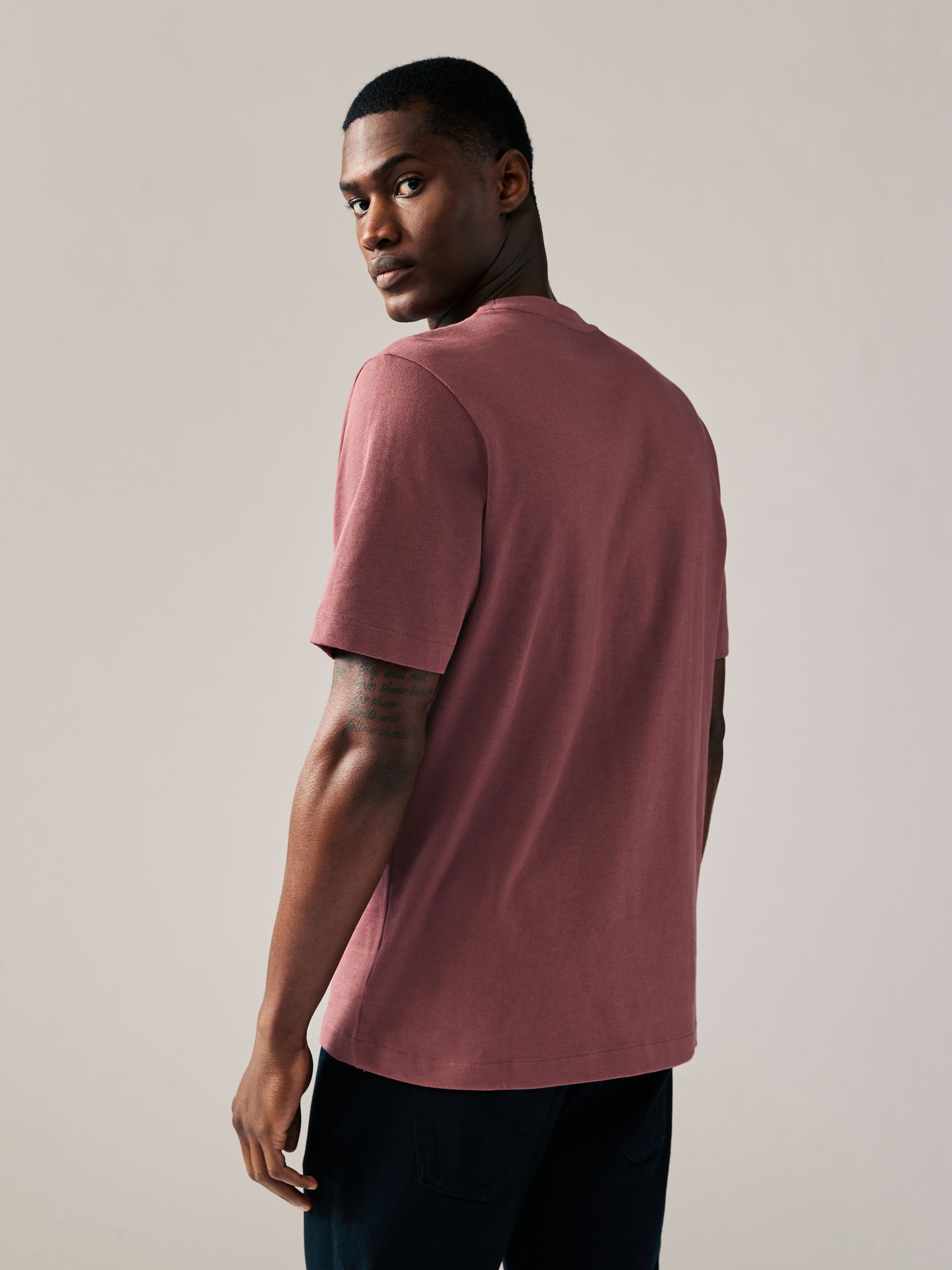 Buy Pink/Grey/Putty Neutral Regular Fit Heavyweight T-Shirts 3 Pack ...