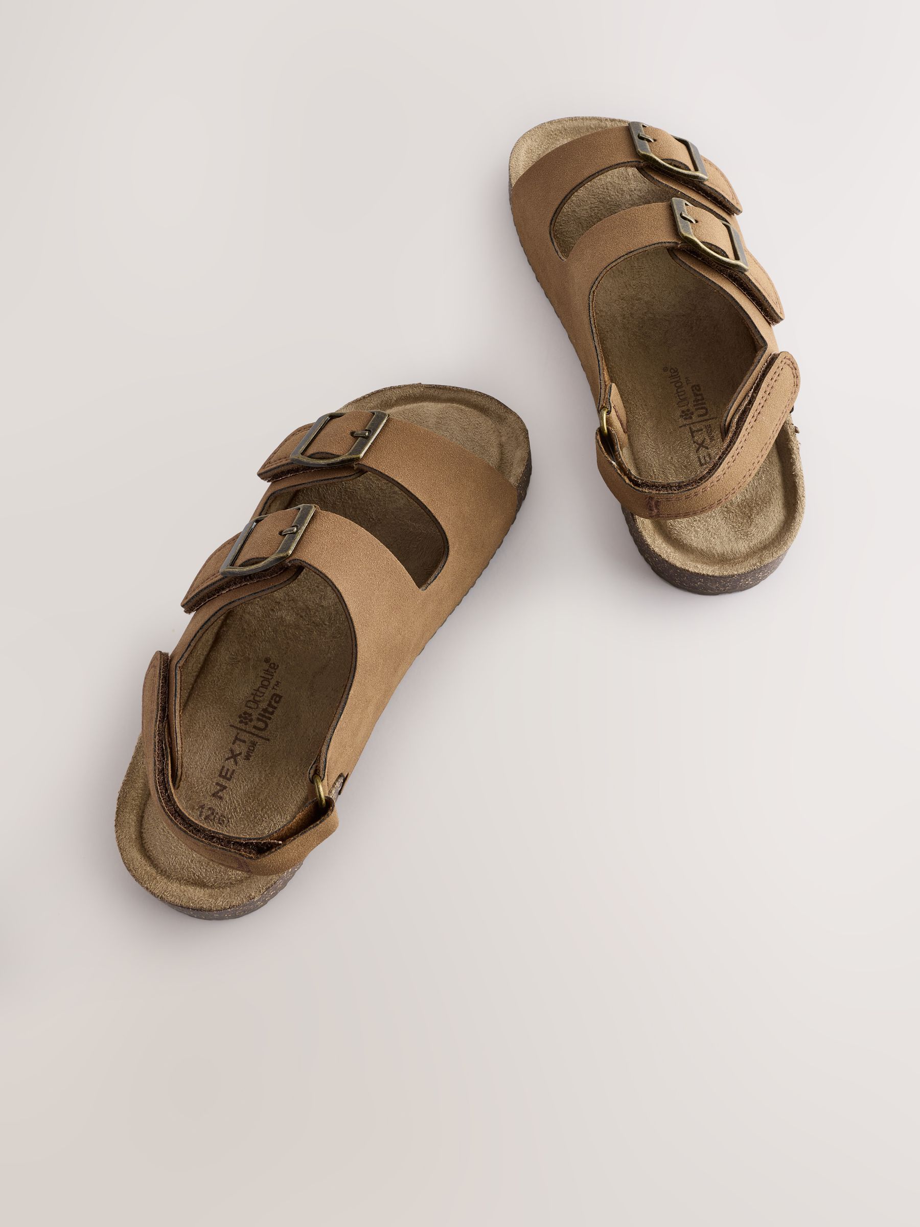 Buy Tan Brown Wide Fit (G) Double Buckle Cushioned Footbed Sandals from ...