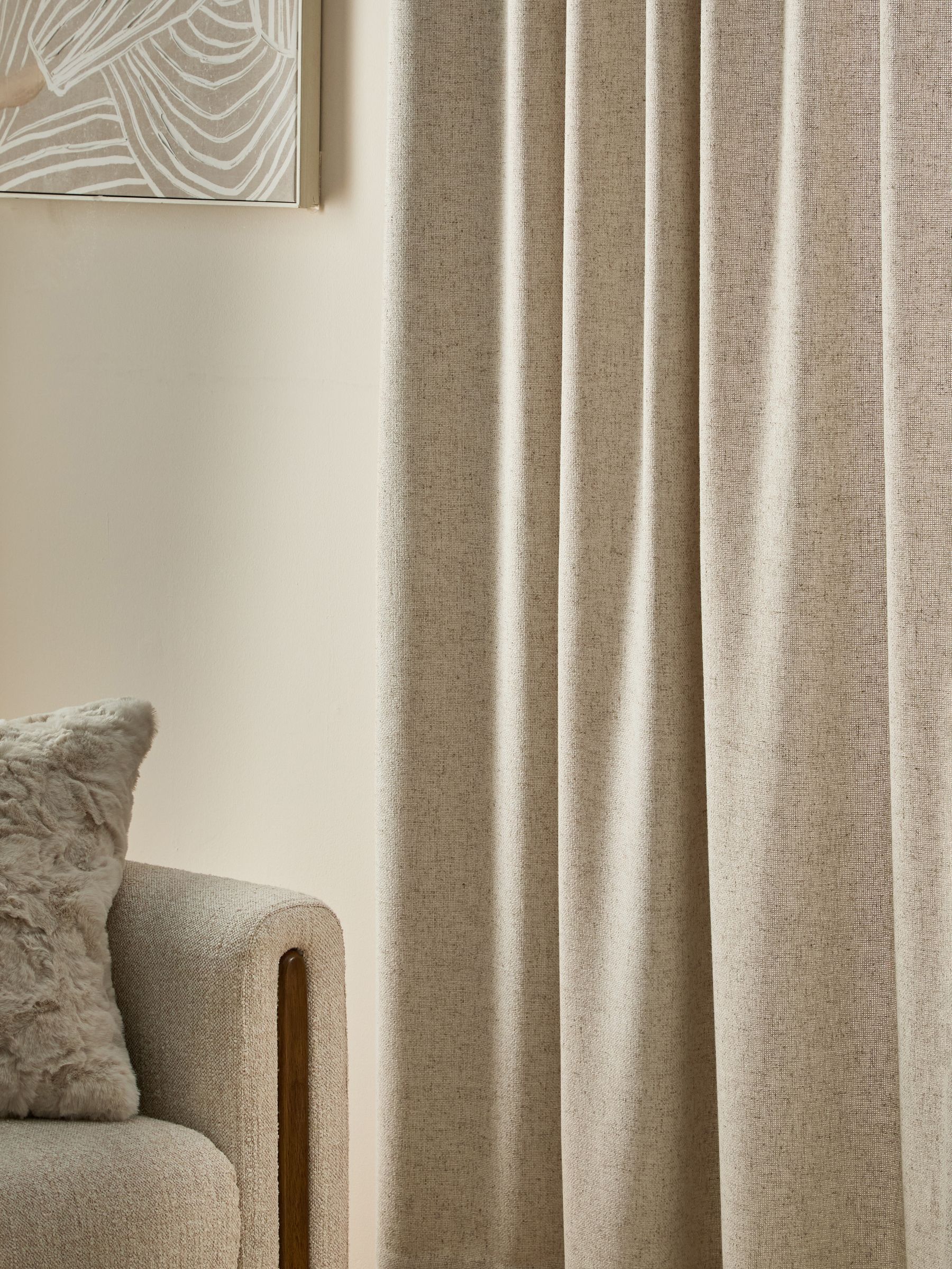 Buy Natural Soft Weave Linen Blend Wave Header Lined Curtains from the ...