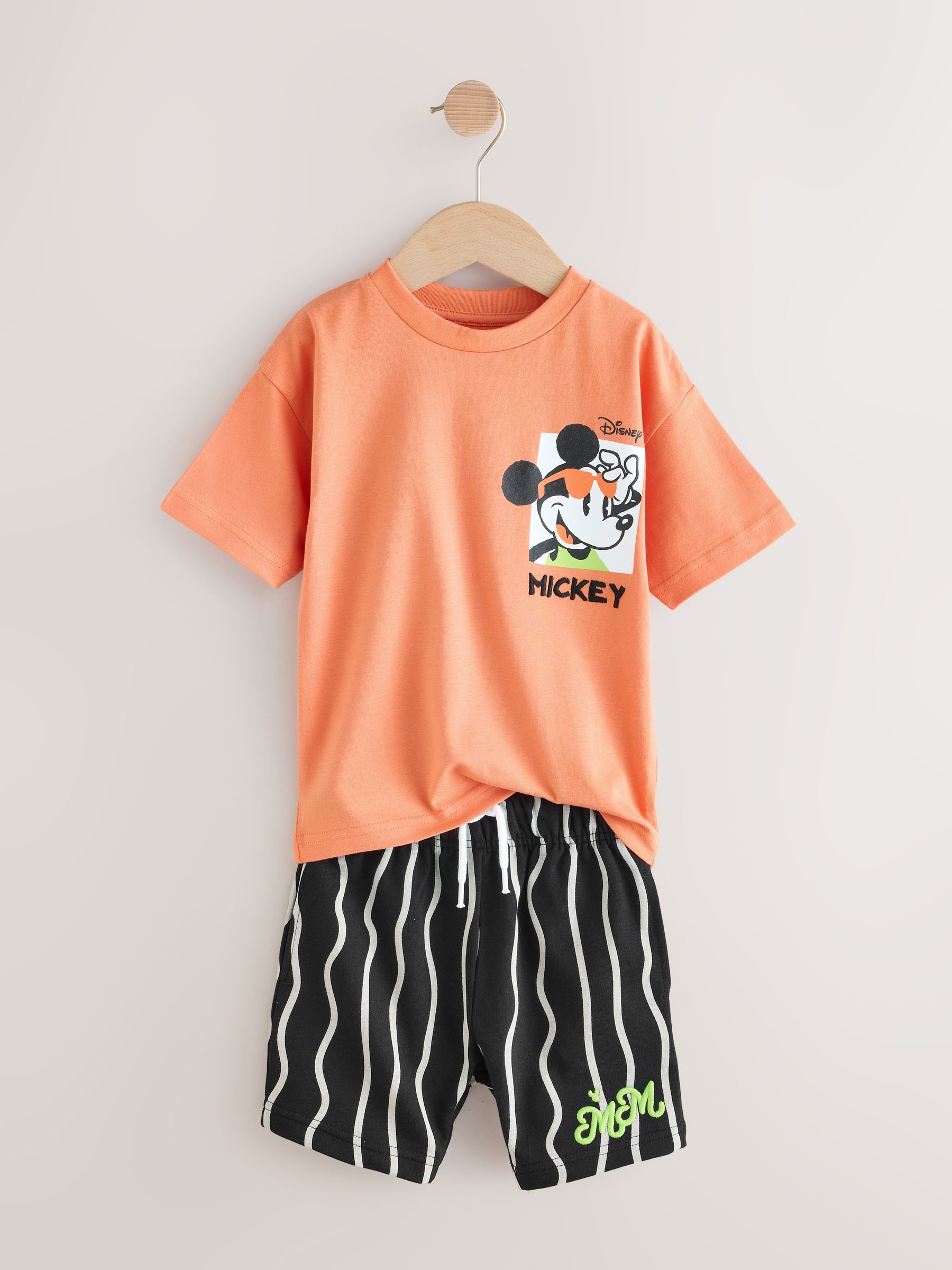 Buy Orange Mickey Mouse T-Shirt & Shorts Set (3mths-8yrs) from the Next ...
