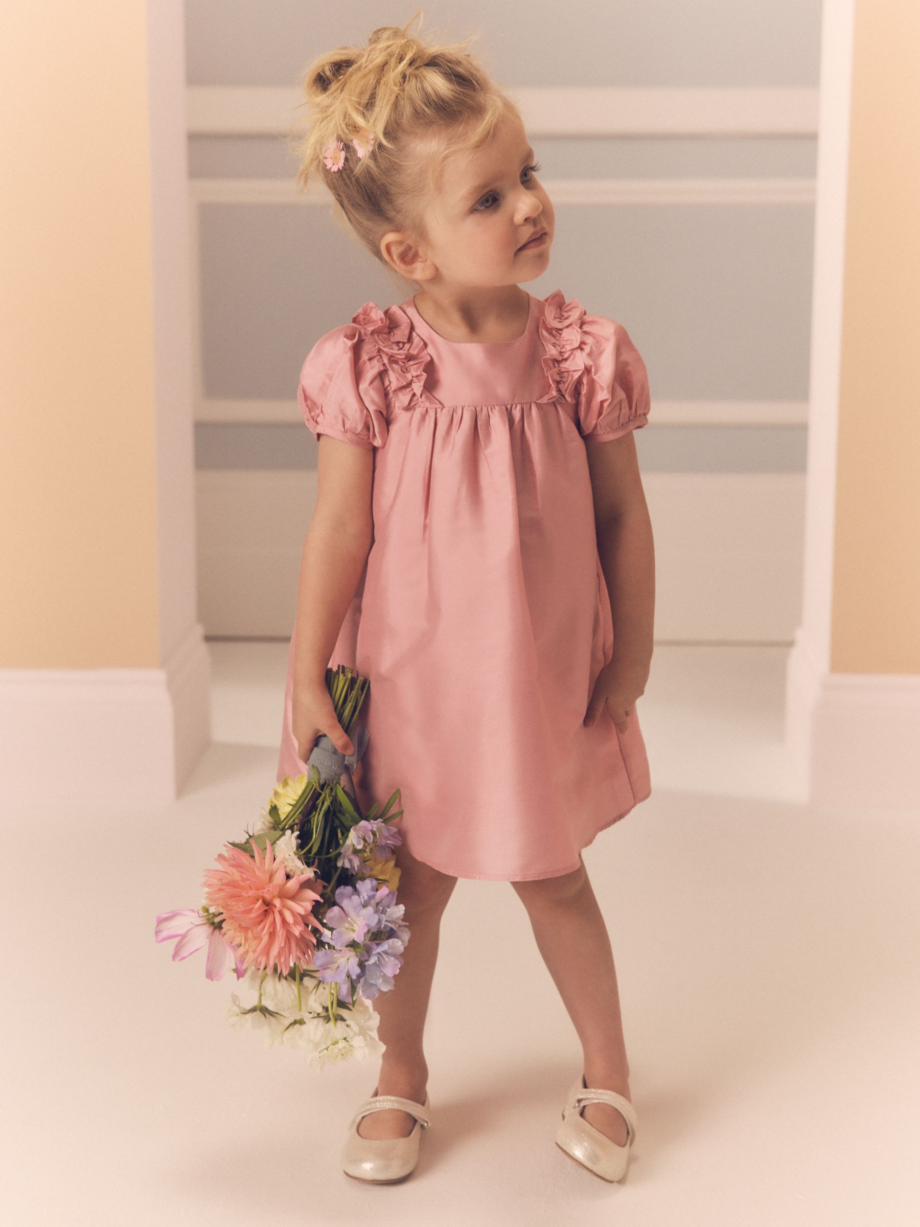 Buy Soft Pink Taffeta Ruffle Party Dress (3mths-8yrs) from Next Saudi ...