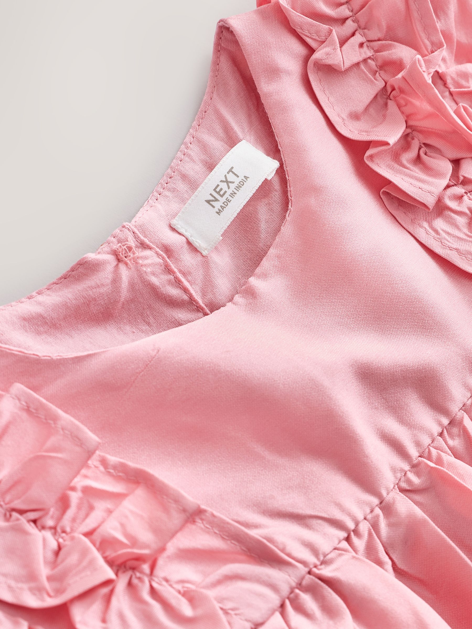 Buy Soft Pink Taffeta Ruffle Party Dress (3mths-8yrs) from Next Saudi ...