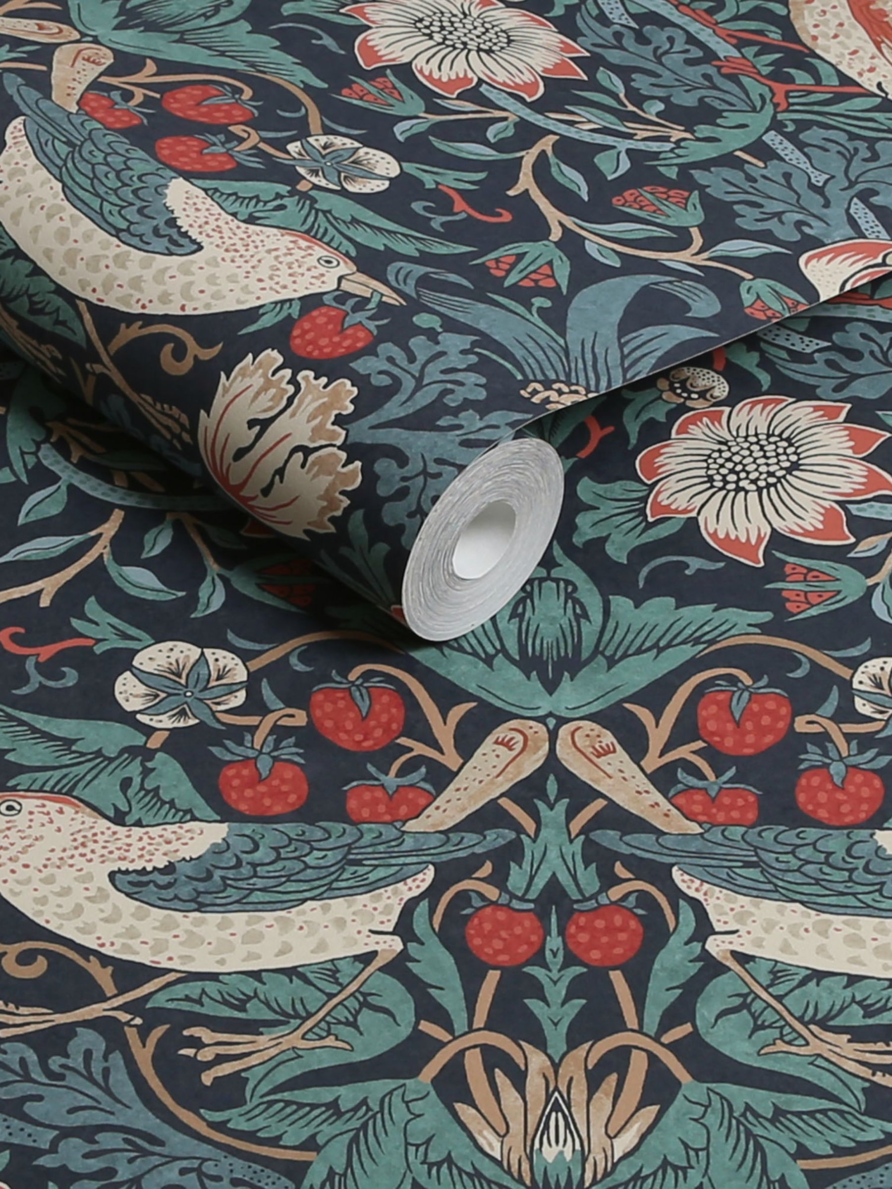 Buy William Morris At Home Deep Blue Strawberry Thief 10M Wallpaper from the Next UK online shop