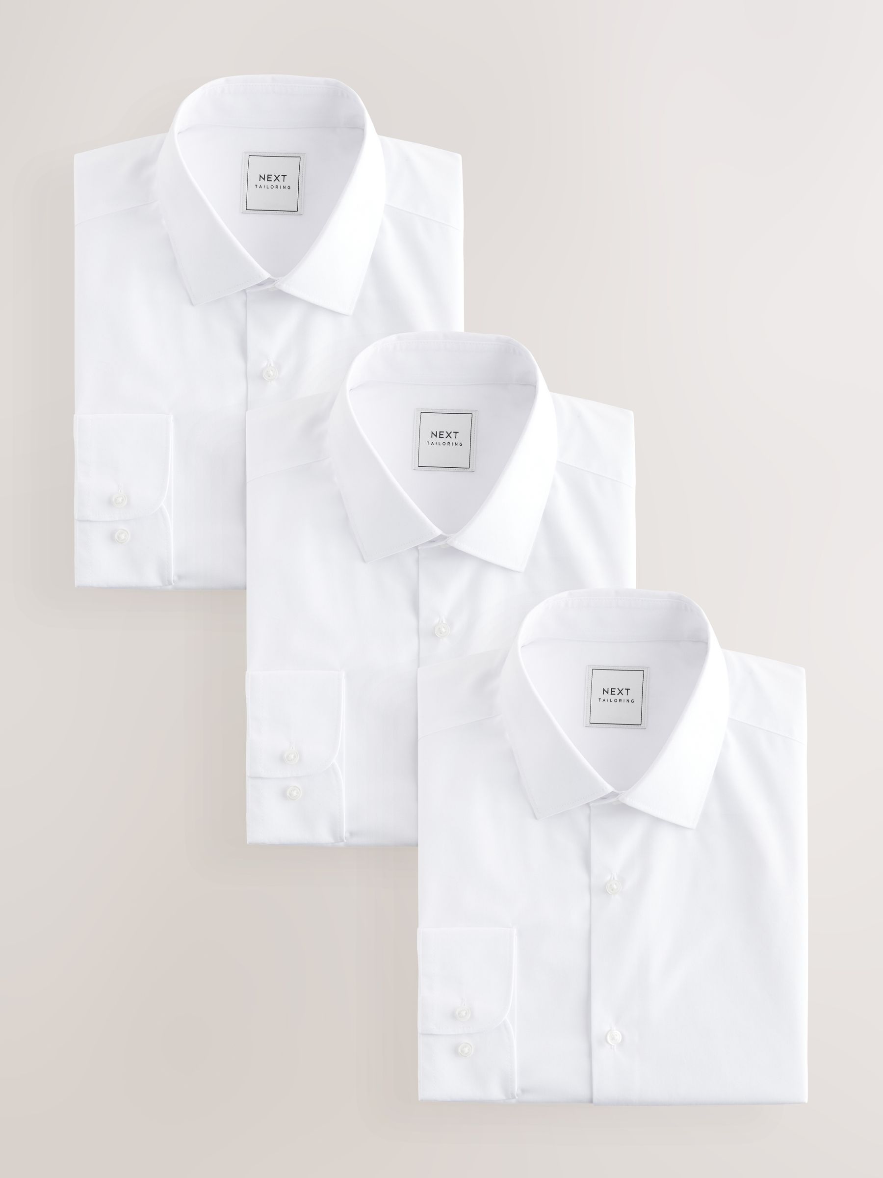 Buy White Regular Fit Single Cuff Easy Care Smart Shirts 3 Pack from ...