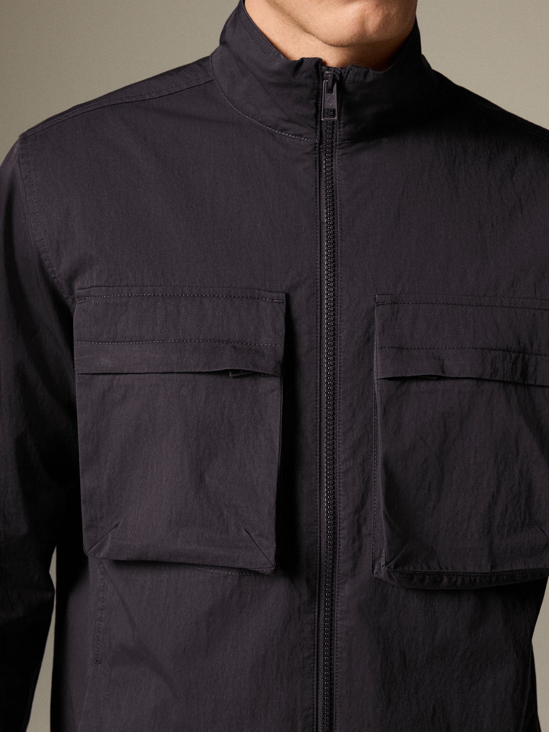Buy Navy Bluff Pocket Funnel Neck Shacket from the Next UK online shop