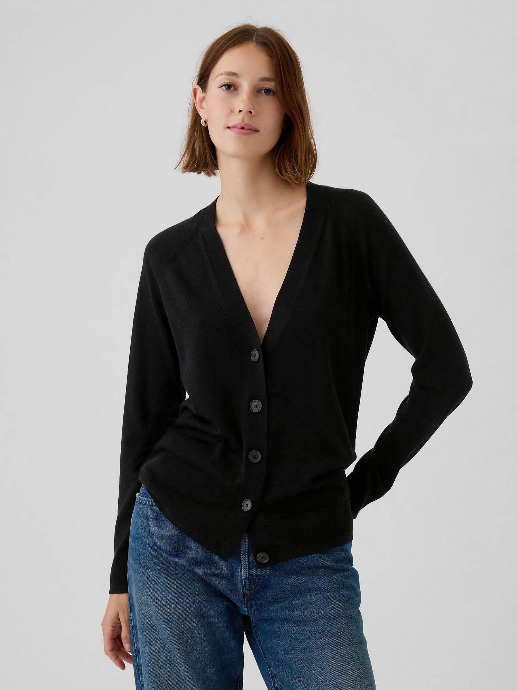 Buy Gap Black Merino Wool Cardigan from the Next UK online shop