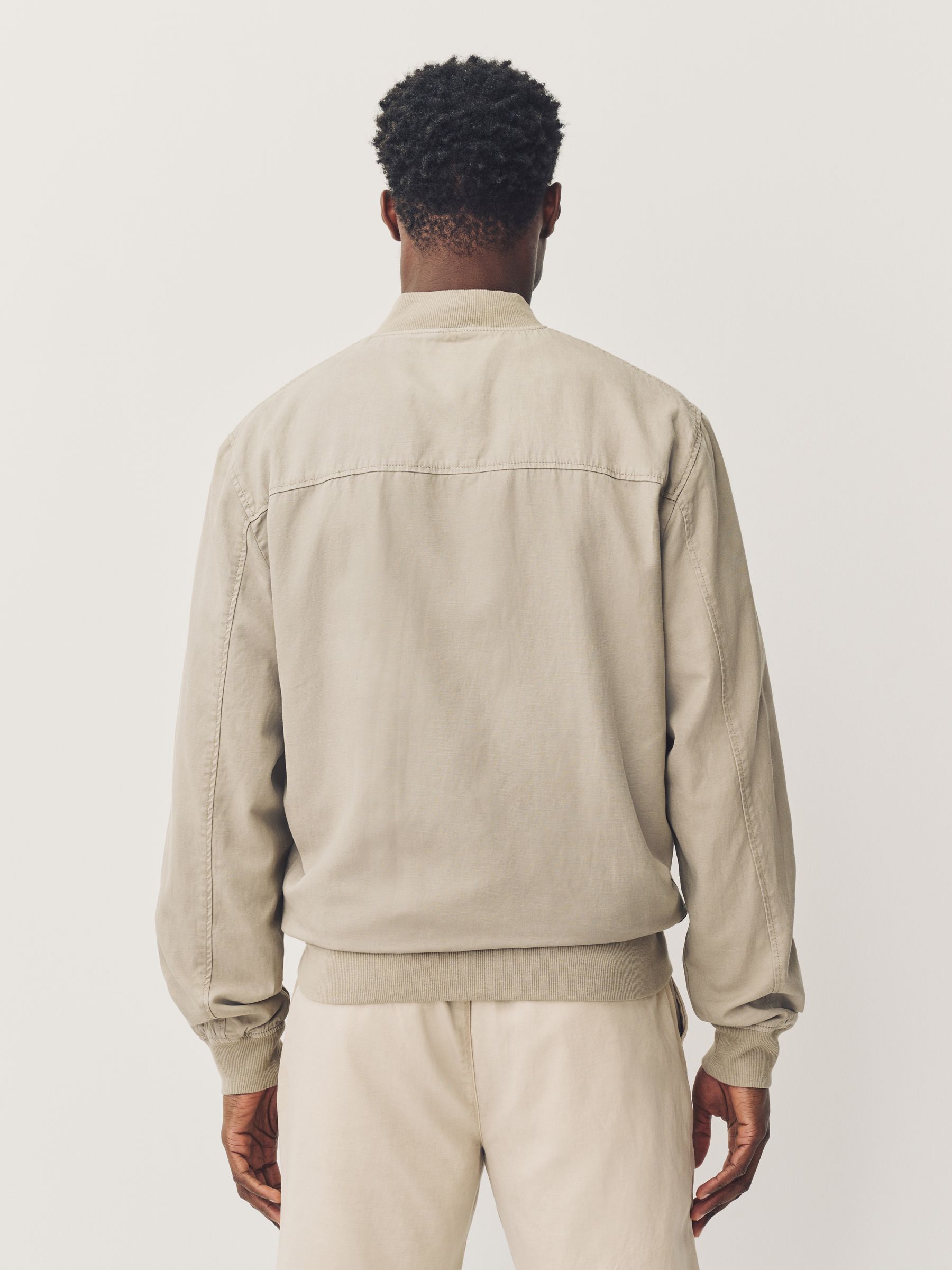 Buy Stone TENCEL™ Lyocell Linen Blend Bomber Jacket from Next Qatar