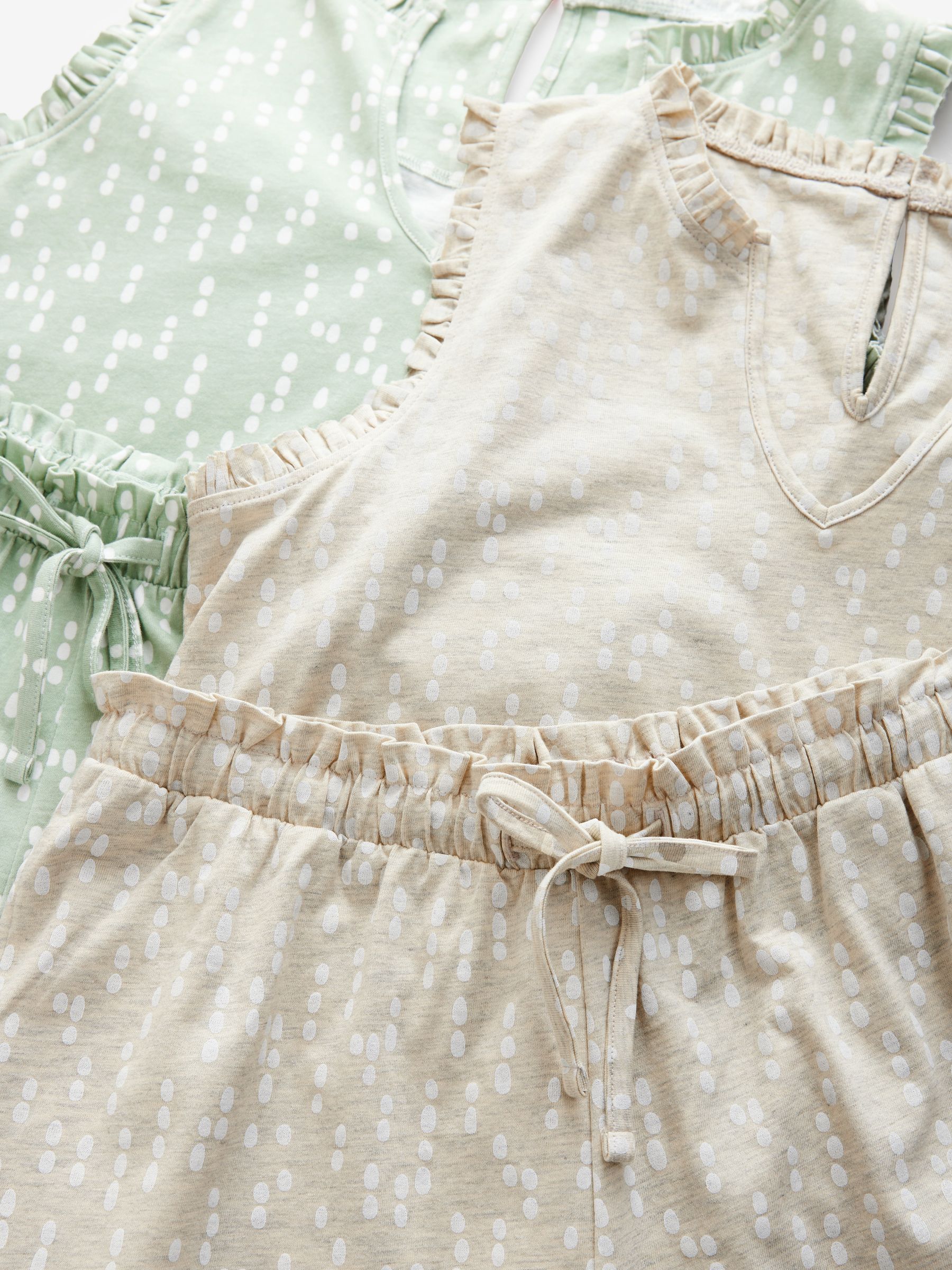 Buy Green/Oatmeal Spot Frill Vest Short Set Pyjamas 2 pack from Next USA