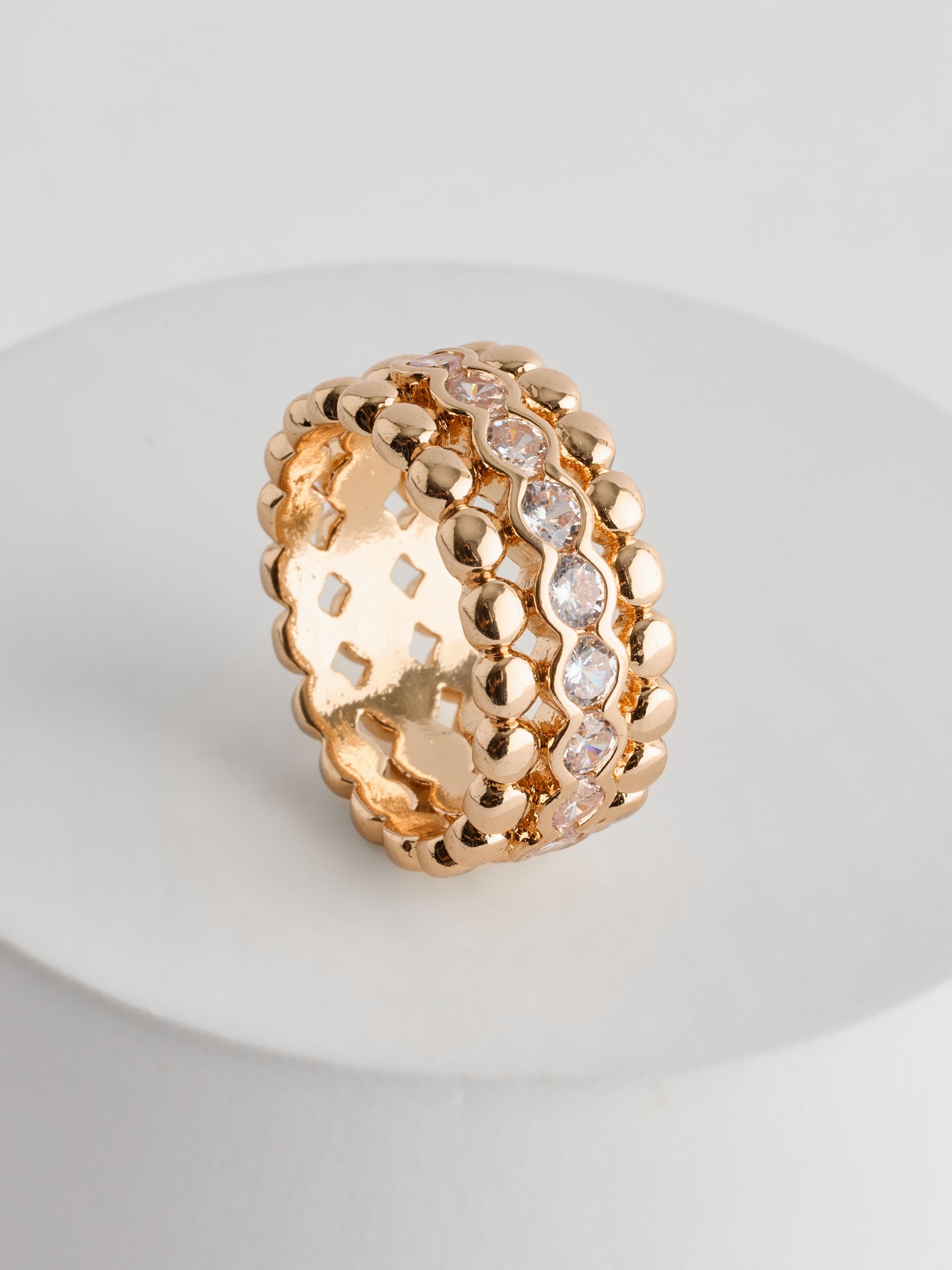 Buy Aela Gold Tone Diamond Simulants Triple Stack Ring from the Next UK ...