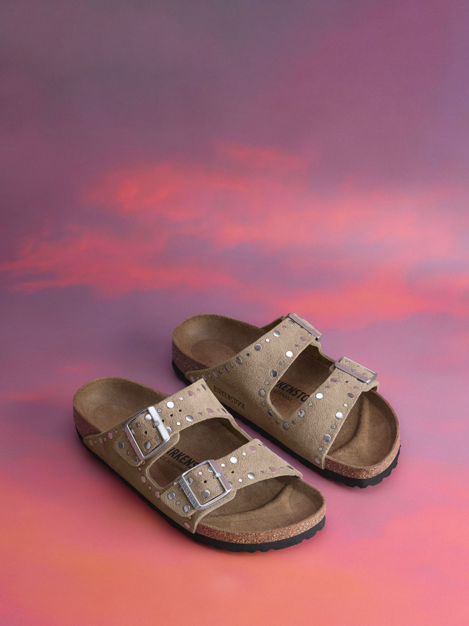 Buy Birkenstock Taupe Arizona Rivet Suede Sandals from the Next UK ...