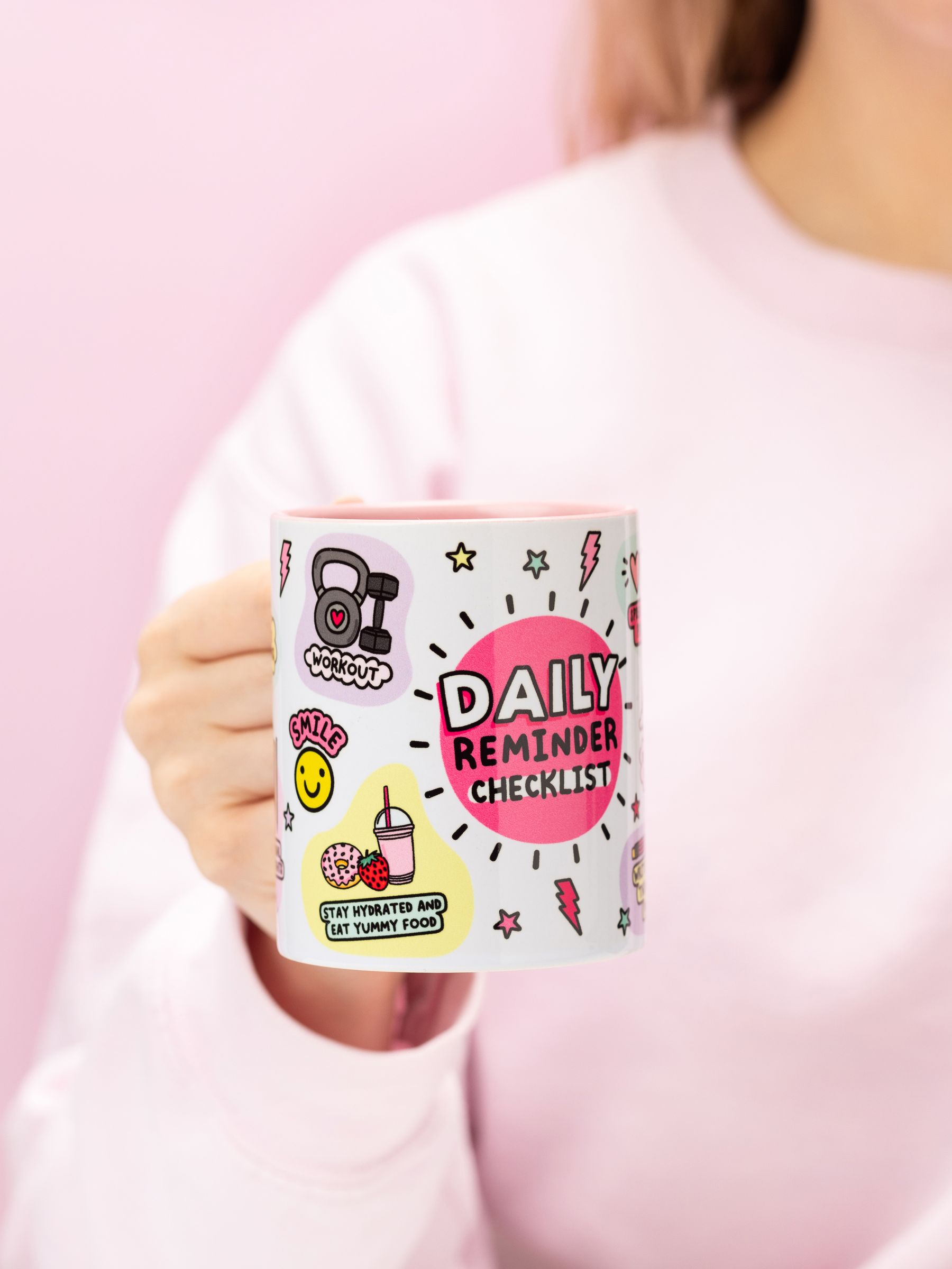 Buy Sam Jayne Designs Pink Daily Reminder Checklist Mug and Coaster ...
