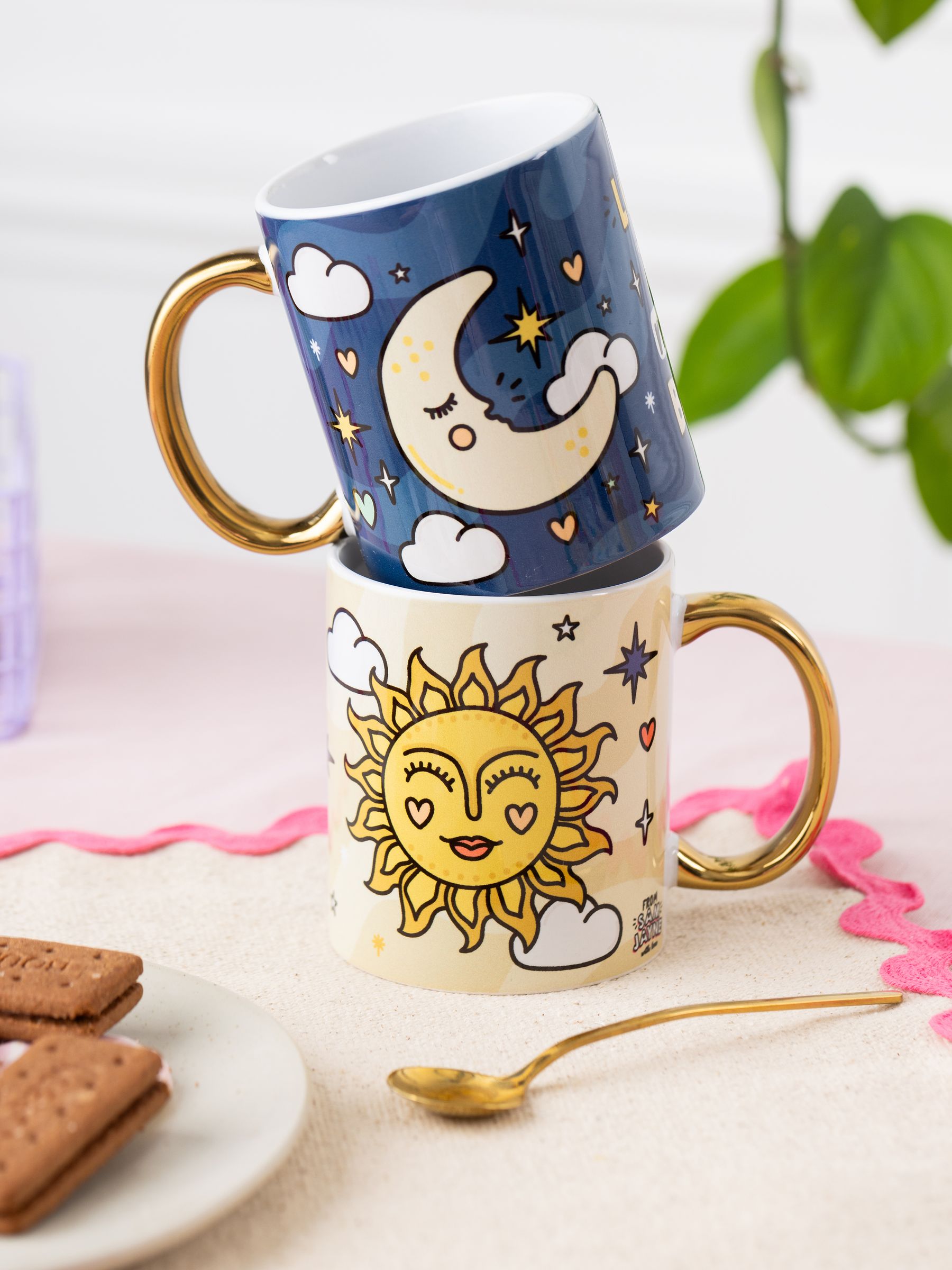 Buy Sam Jayne Designs Gold Sun and Moon 2 Mug Set from the Next UK ...