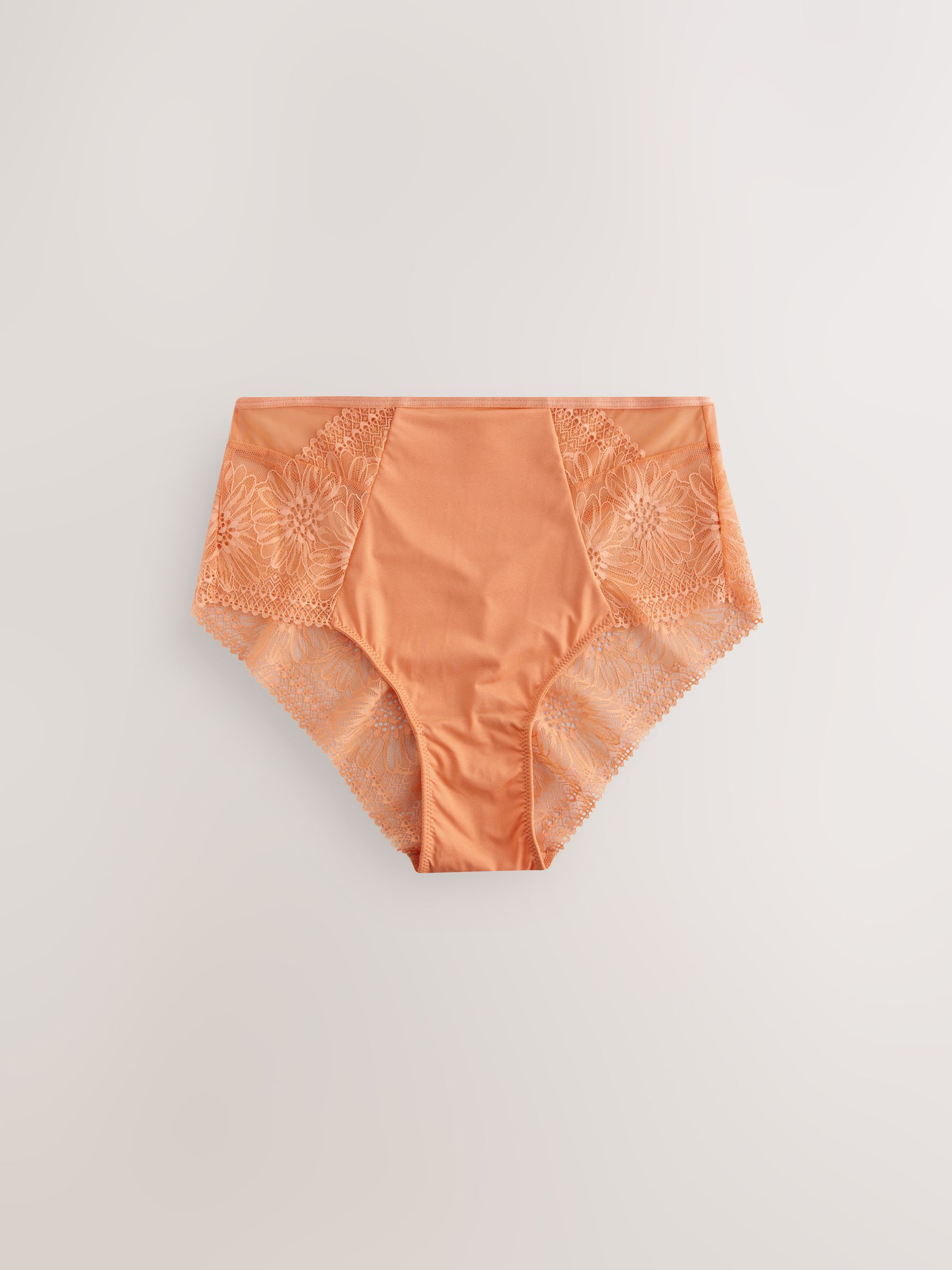 Buy Orange/Cream/Navy High Rise High Leg Floral Lace Knickers 3 Pack ...