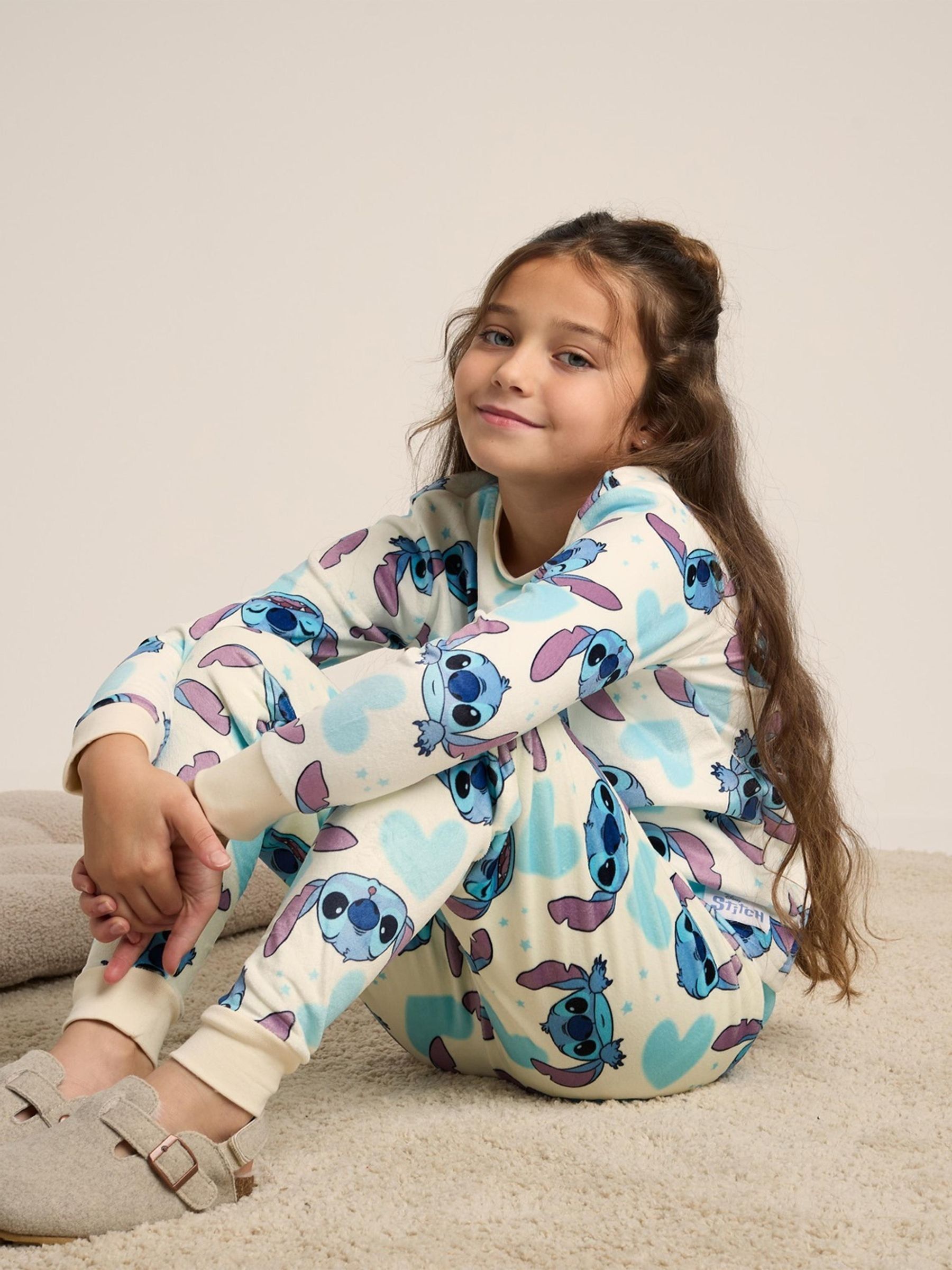 Buy Brand Threads Blue Girls Disney Stitch Divine Fleece Pyjamas Set ...