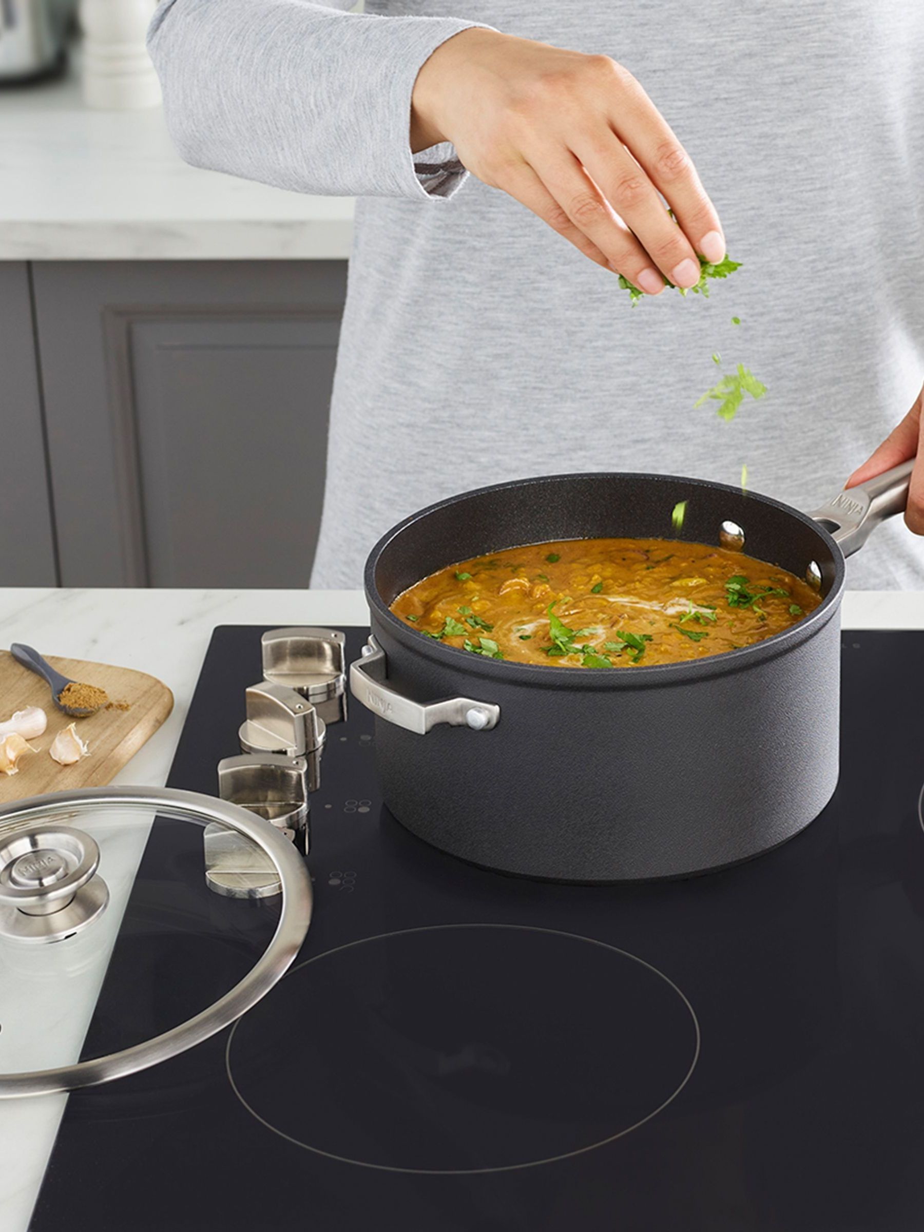 Buy Ninja Grey ZEROSTICK Stackable 3-Piece Saucepan Set from the Next ...