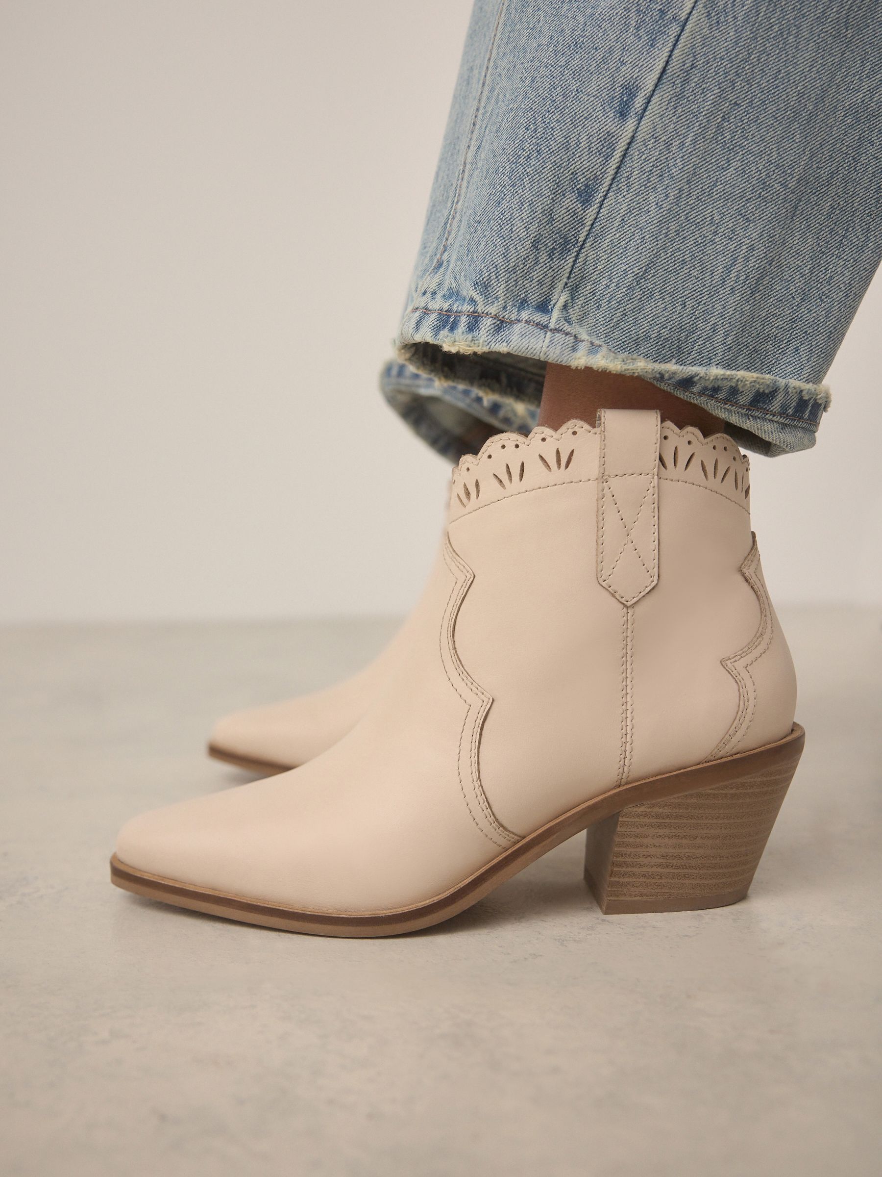 Buy Neutral Leather Forever Comfort® Scallop Edge Boho Cowboy Boots ...