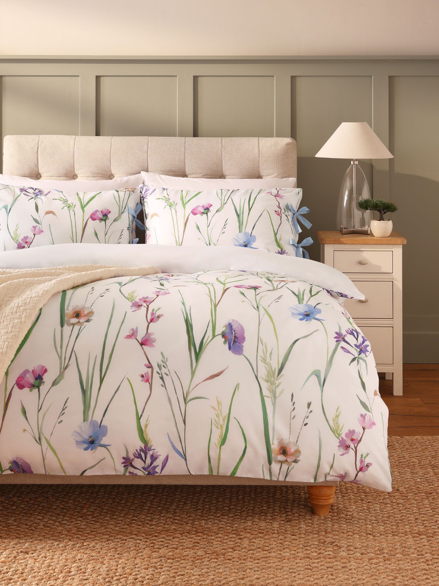Buy White Spring Meadow Floral Duvet Cover and Pillowcase Set from the ...