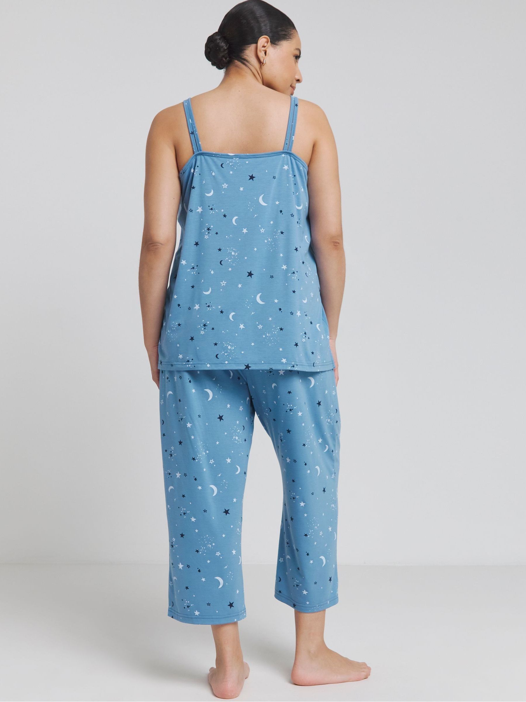 Buy Simply Be Blue Pretty Lounge Fold Top Culotte Pyjamas Set from the ...