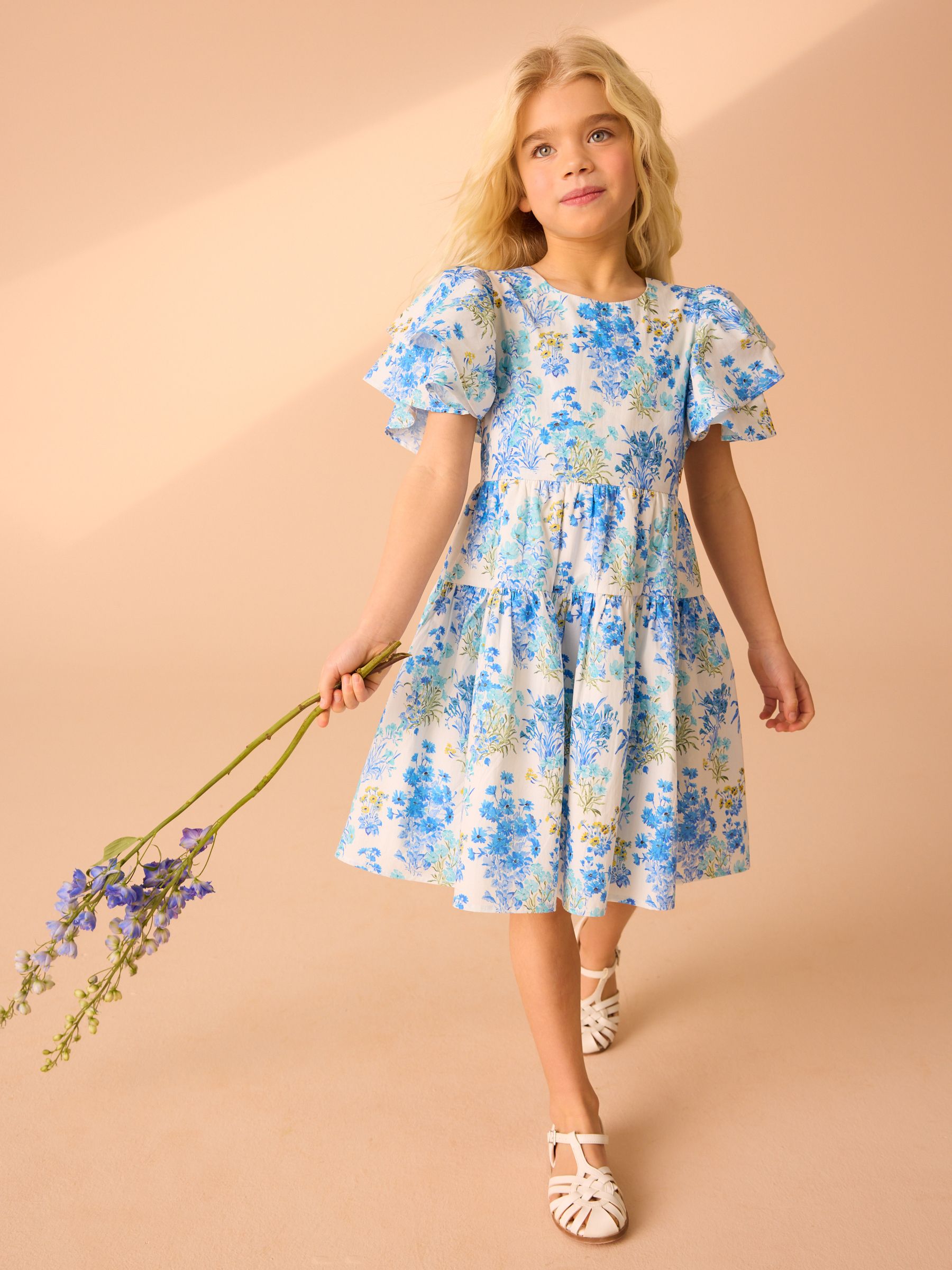 Buy Laura Ashley Blue/Yellow Megan Floral Print Prom Dress from the ...