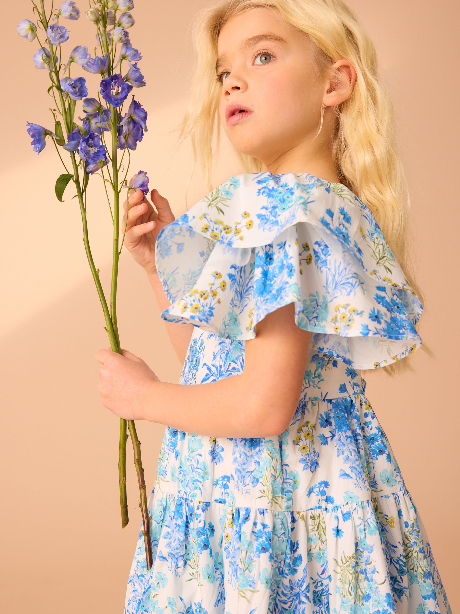 Buy Laura Ashley Blue/Yellow Megan Floral Print Prom Dress from the ...