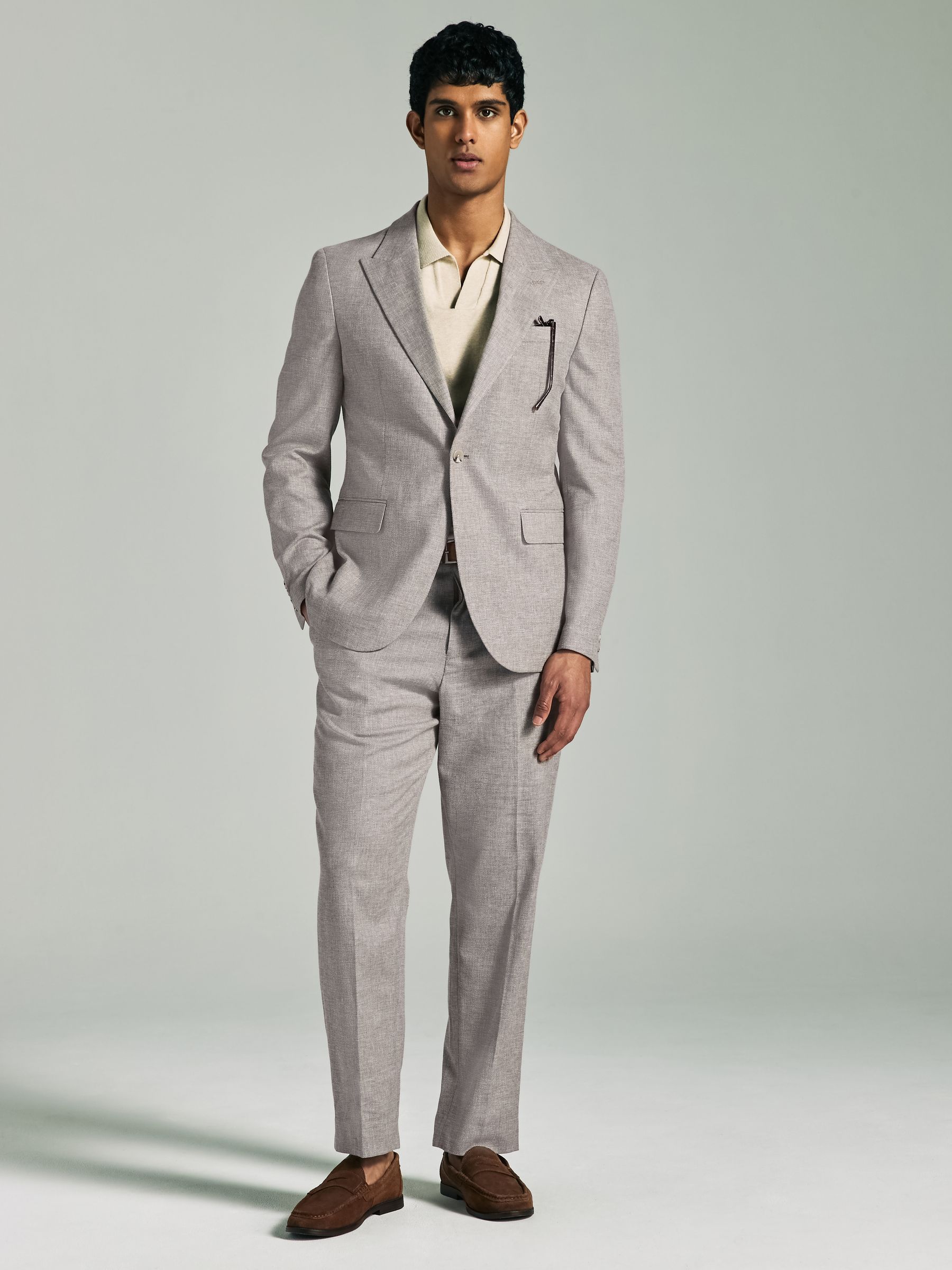 Buy Stone Linen Blend Texture Suit Jacket from the Next UK online shop