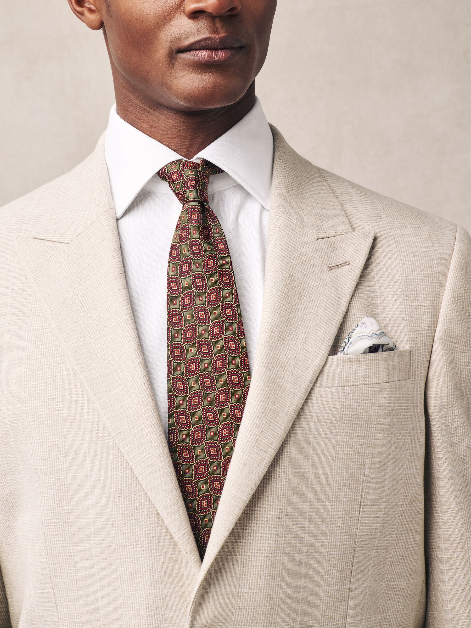 Buy Neutral Regular Fit Linen Blend Check Suit Jacket from the Next UK ...