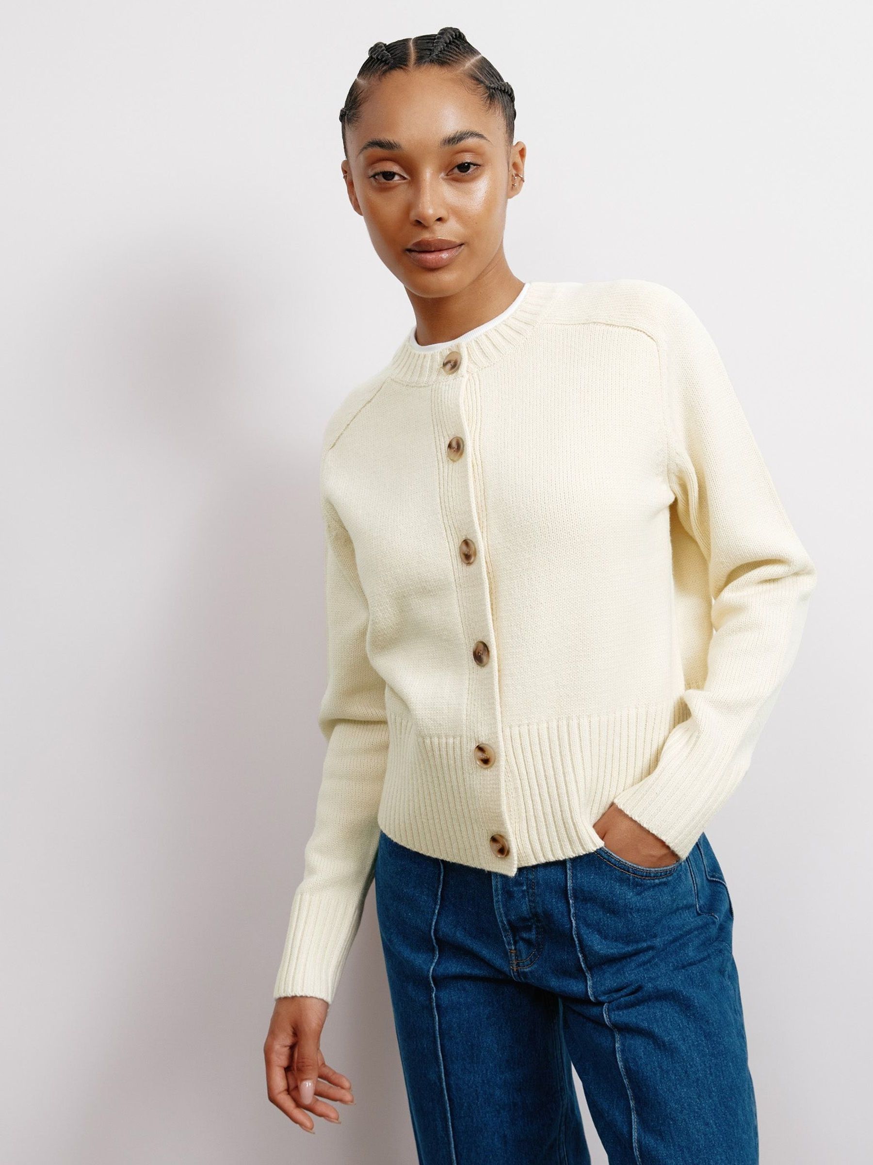 Buy Albaray Cream Crew Cardigan from the Next UK online shop
