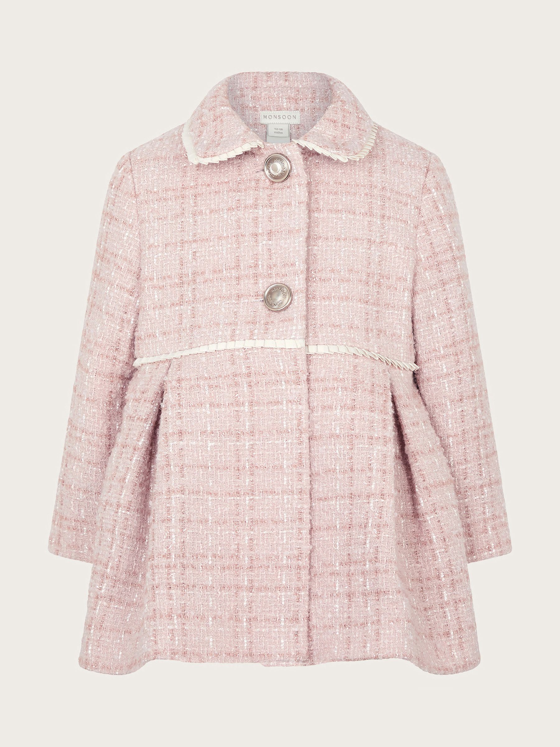 Buy Monsoon Pink Baby Tweed Collared Coat from the Next UK online shop