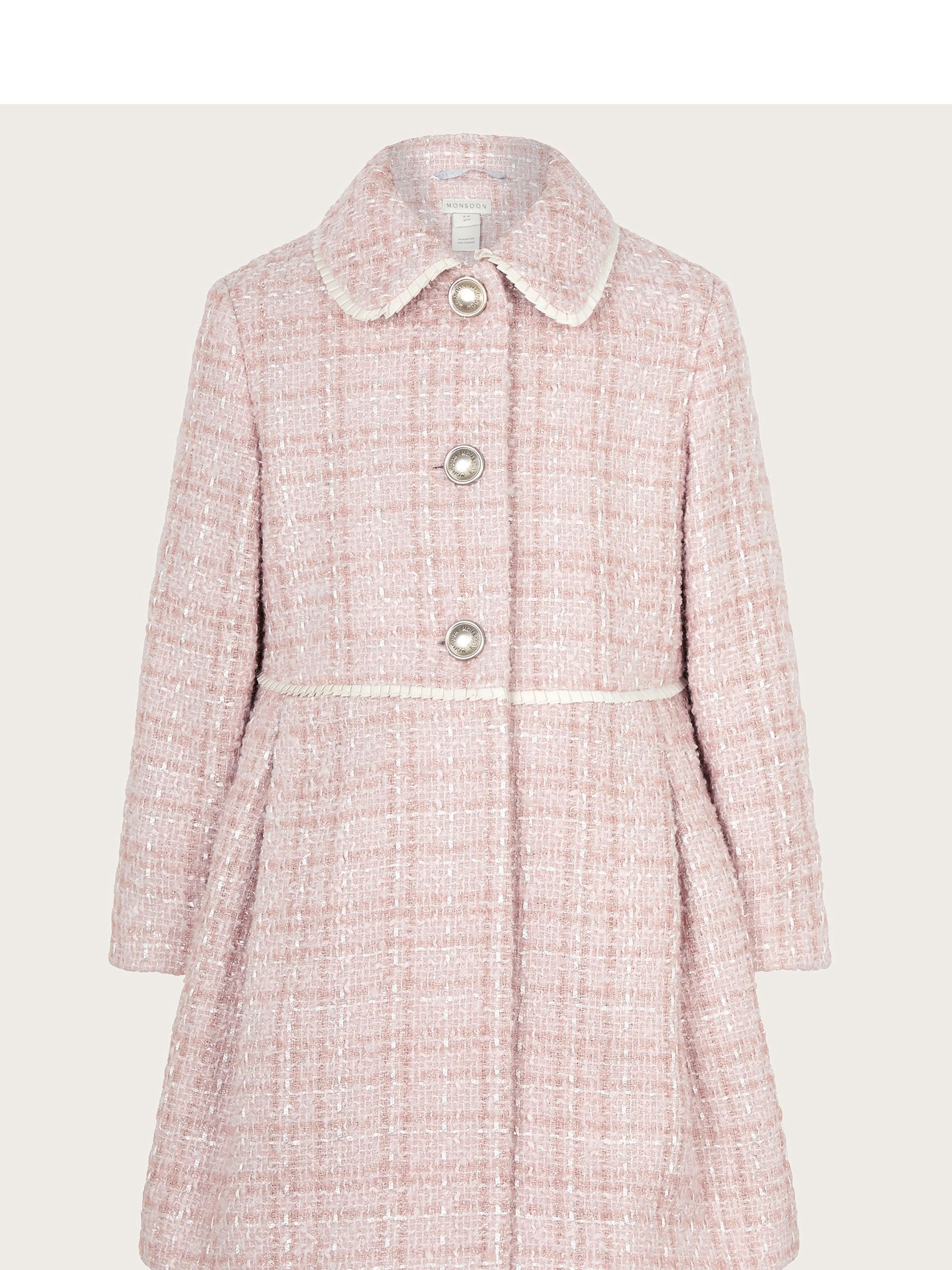 Buy Monsoon Pink Tweed Collar Coat from the Next UK online shop