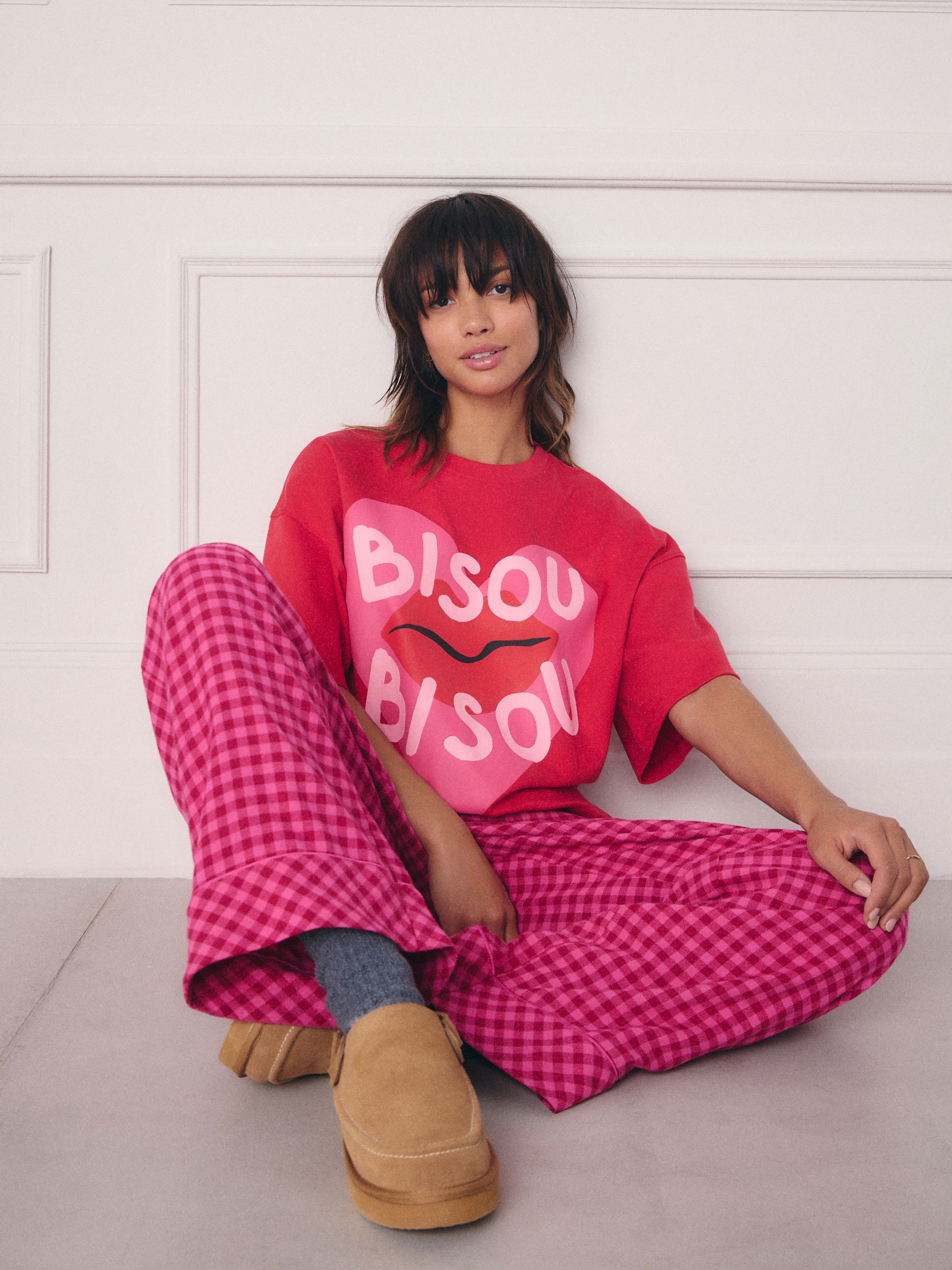 Buy Pink Bisou Bisou 100% Cotton T-Shirt and Gingham Pyjamas Set from ...