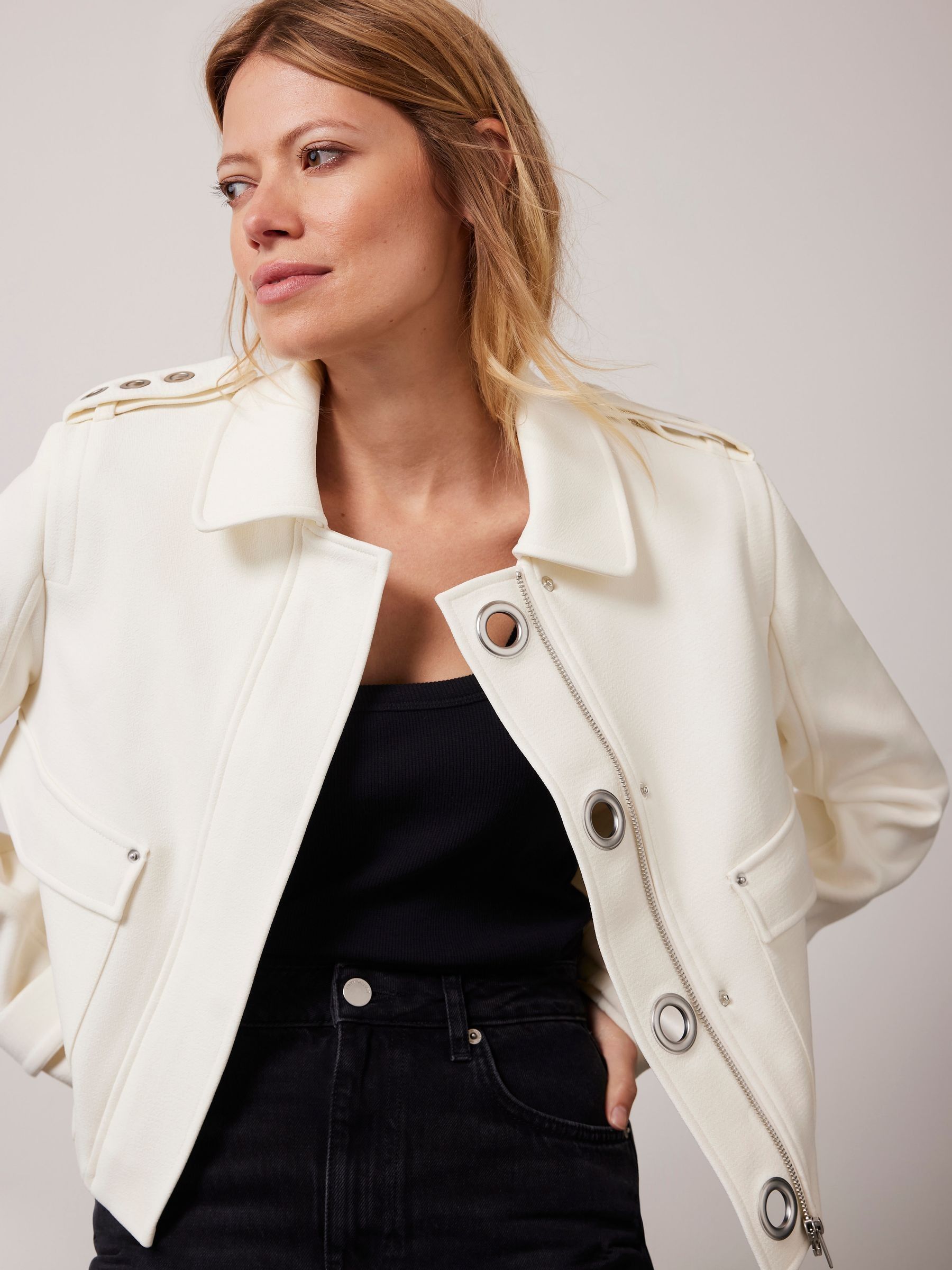 Buy Mint Velvet Cream Eyelet Detail Jacket from the Next UK online shop