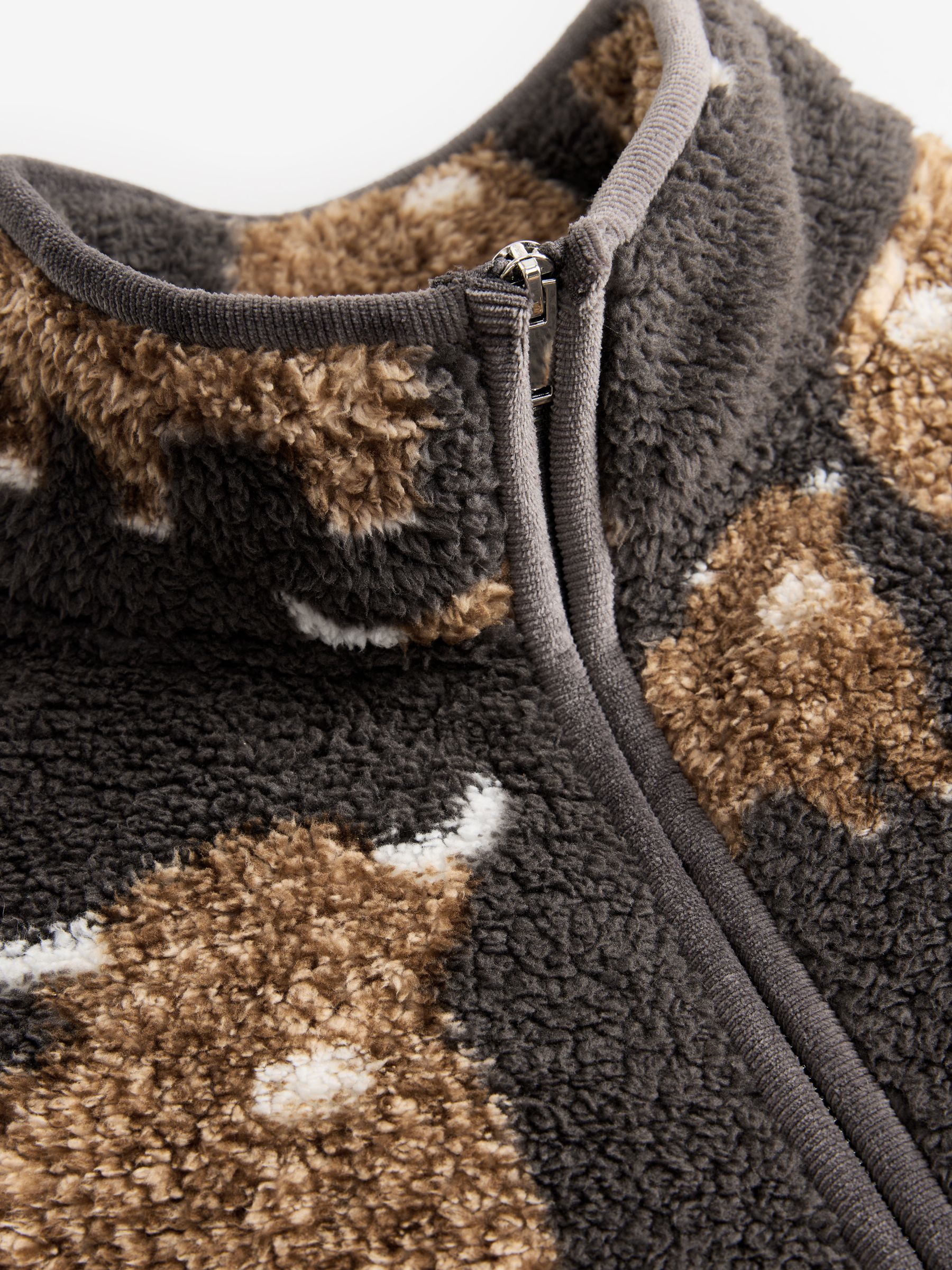 Buy Charcoal Grey Hamish The Highland Cow Borg Zip Neck Fleece from the ...