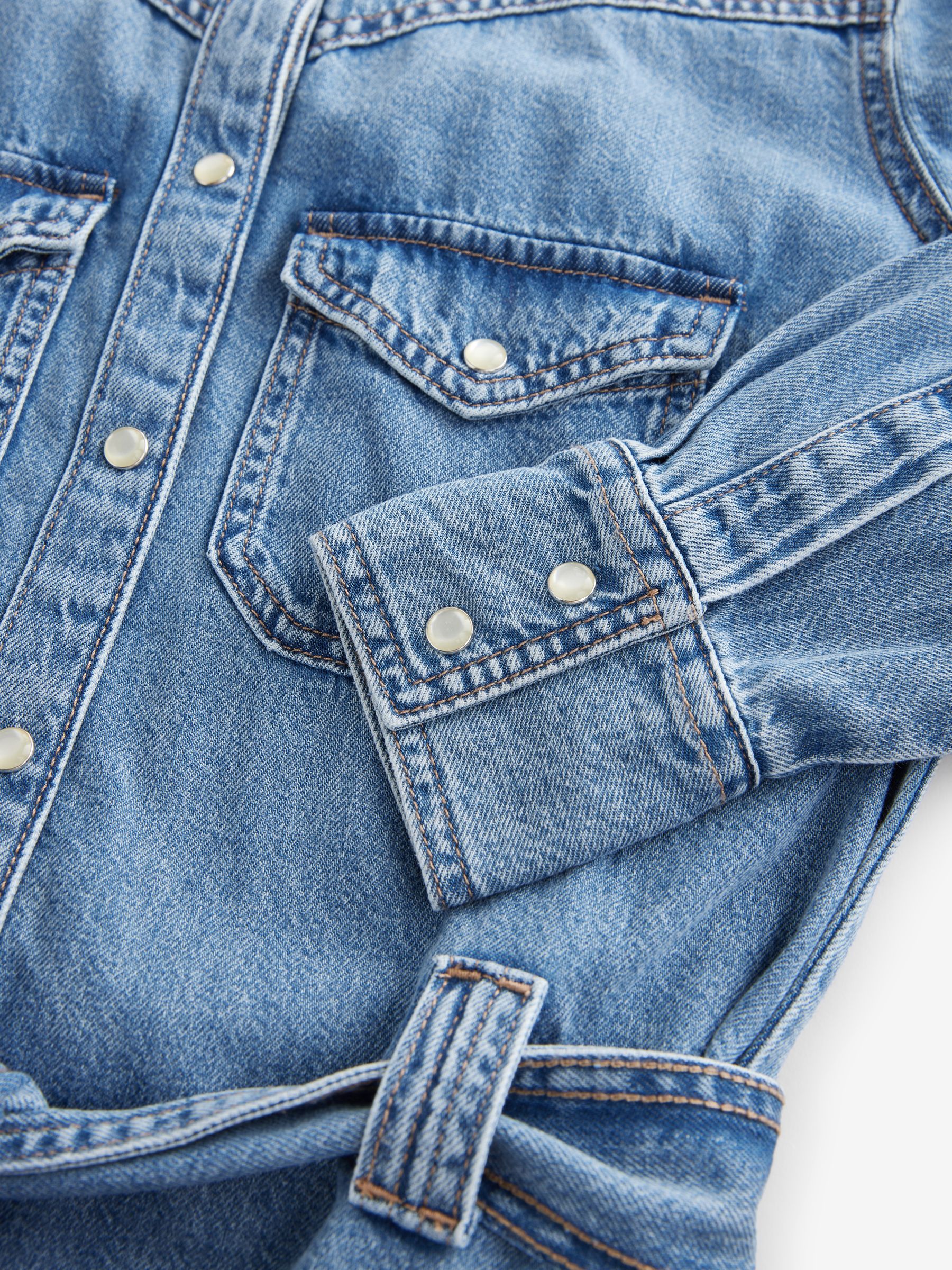 Buy Mid Blue Fuller Bust Western Midi Denim Shirt Dress from the Next ...