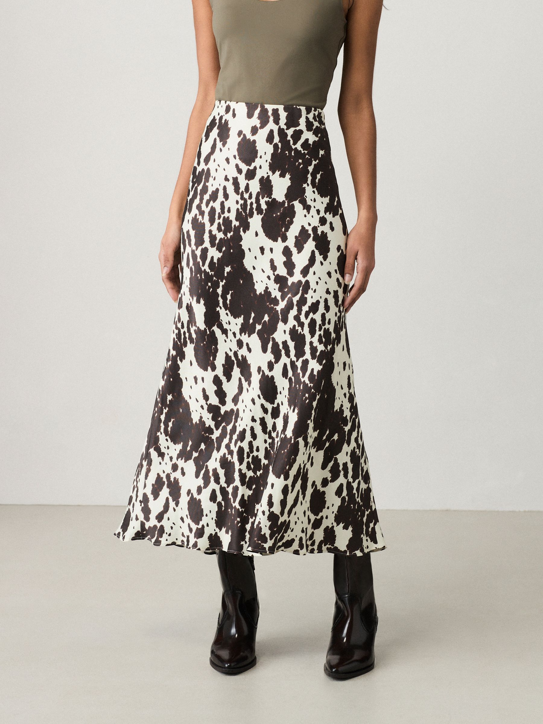 Buy Cow Print Satin Midi Skirt from the Next UK online shop