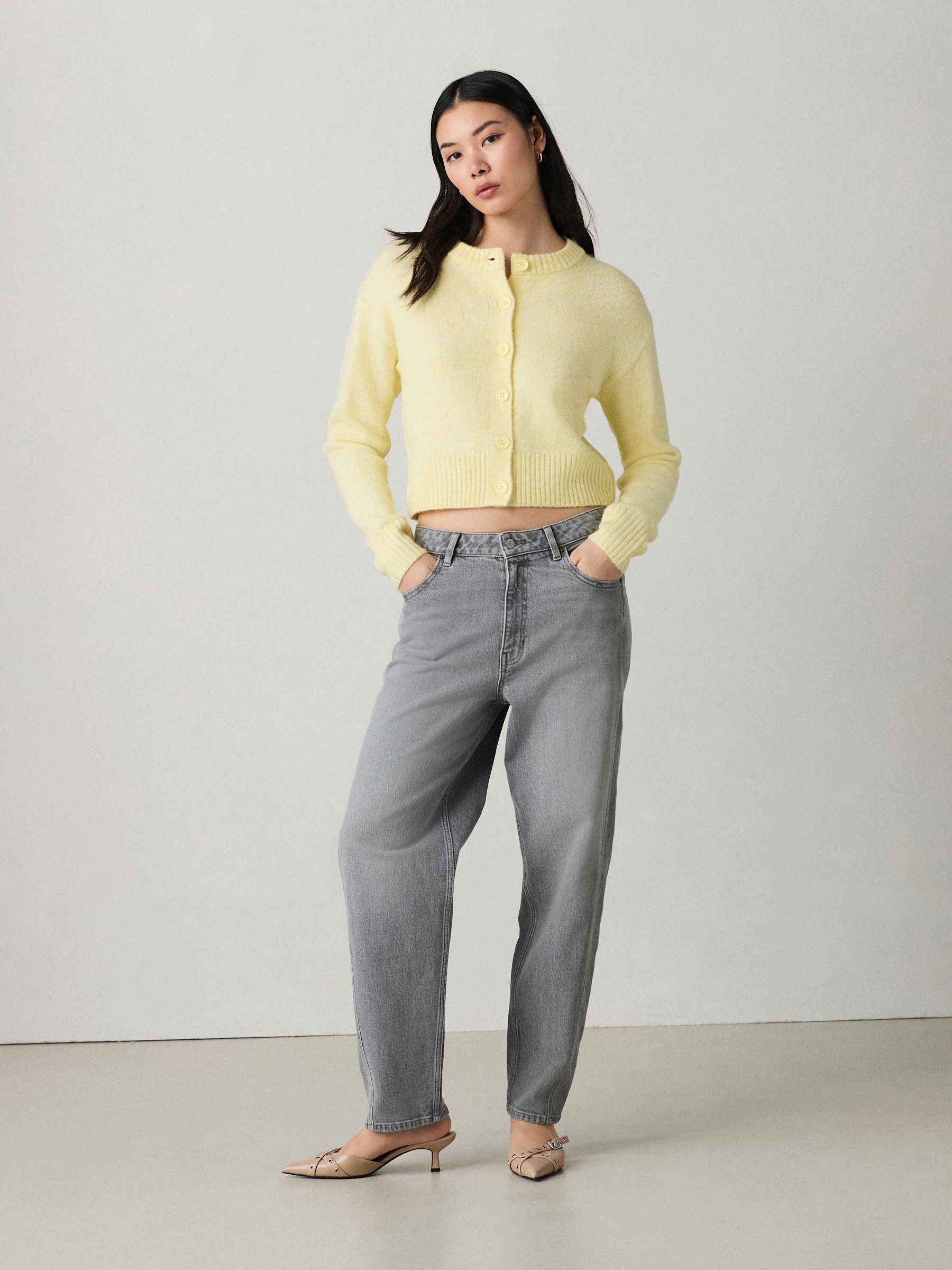 Buy Yellow Crew Neck Knitted Cardigan from the Next UK online shop