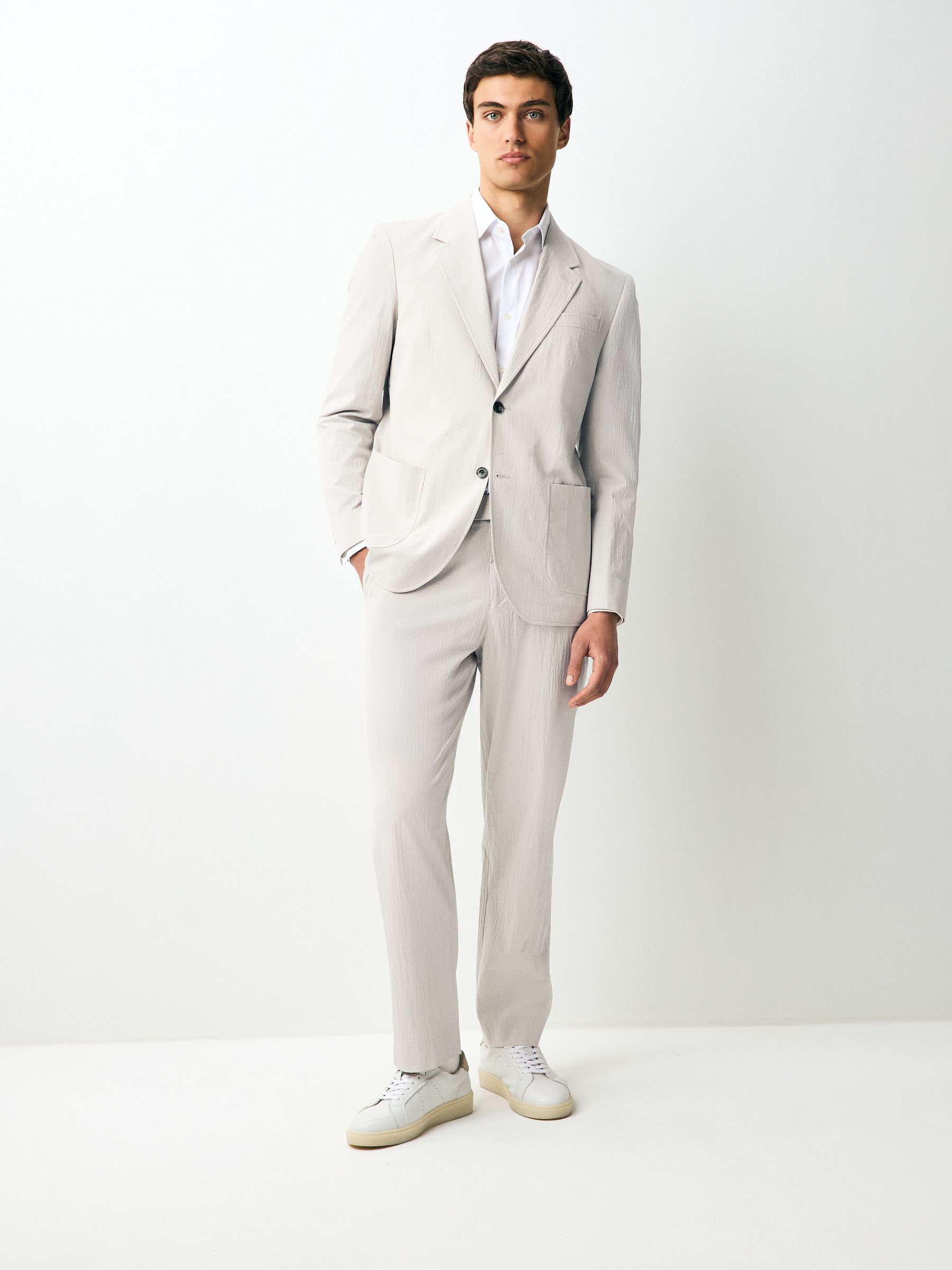 Buy Neutral Slim Fit Seersucker Stripe Suit Jacket from the Next UK ...