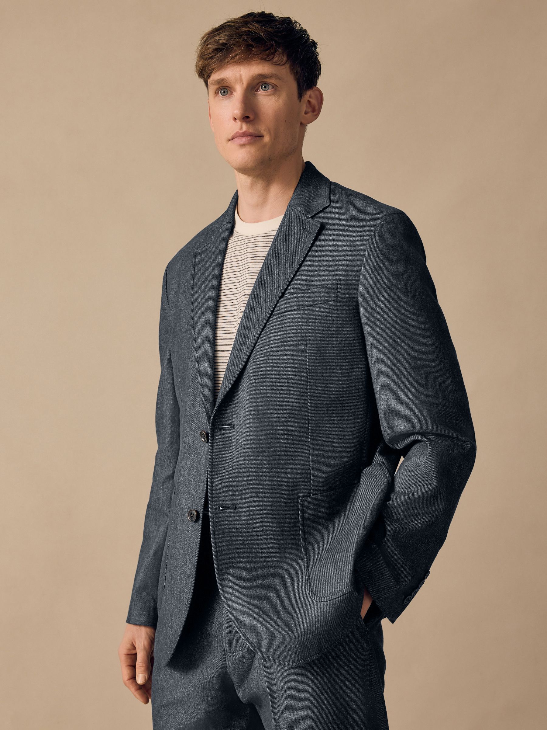 Buy Blue Relaxed Fit Denim Suit Jacket from the Next UK online shop