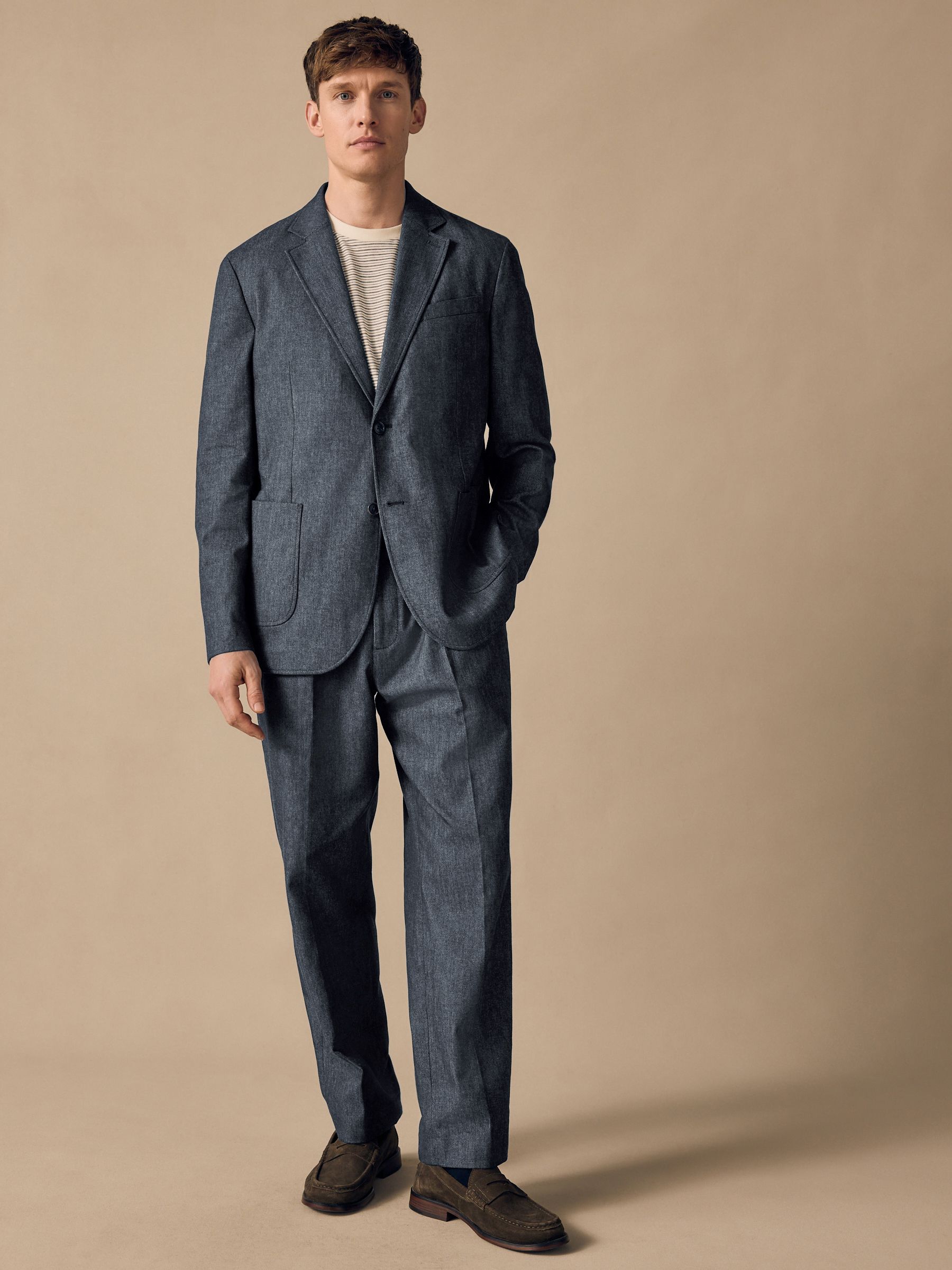 Buy Blue Relaxed Fit Denim Suit Jacket from the Next UK online shop
