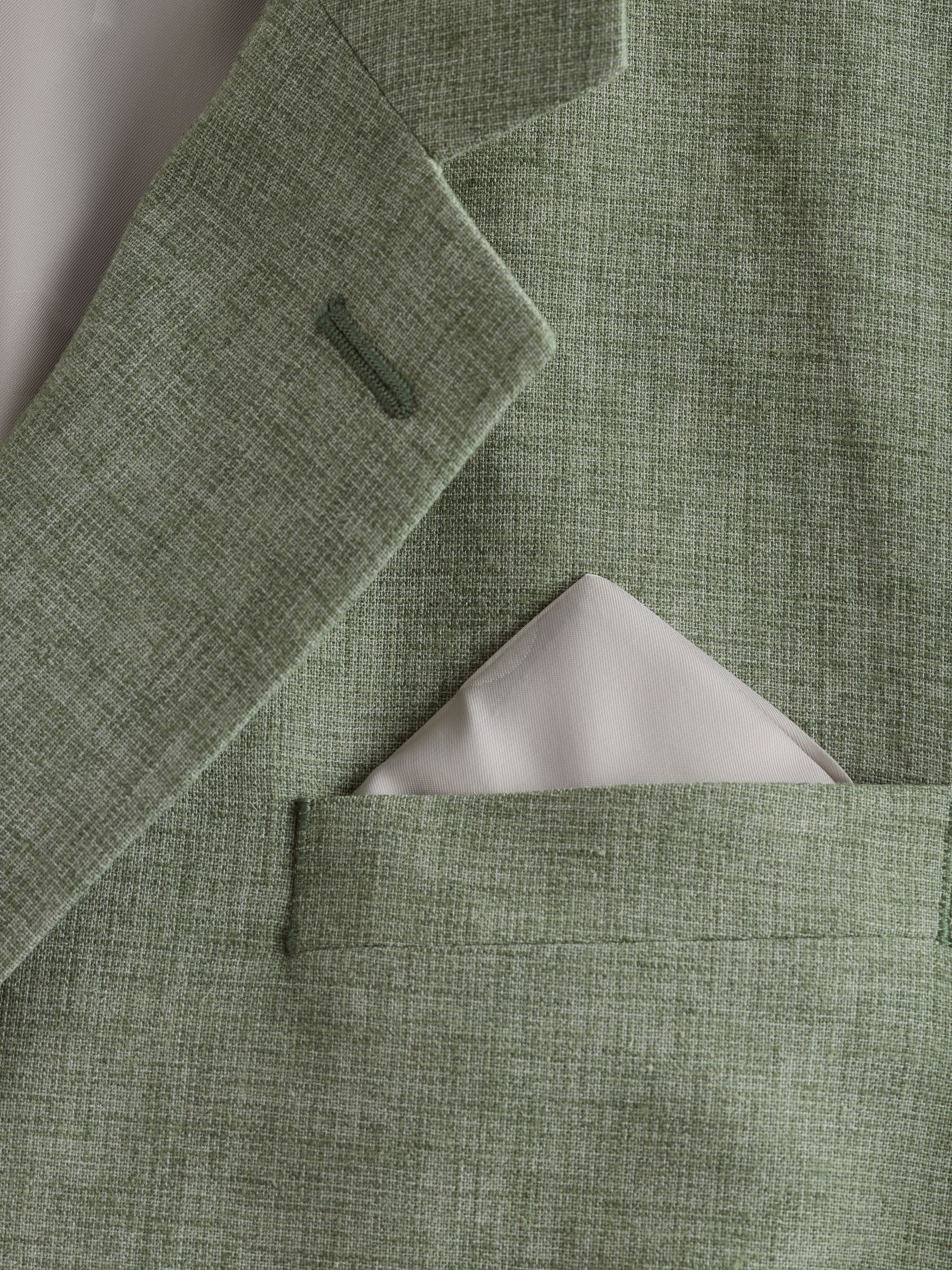 Buy Green Tailored Fit Textured Linen Double Breasted Suit Jacket from ...