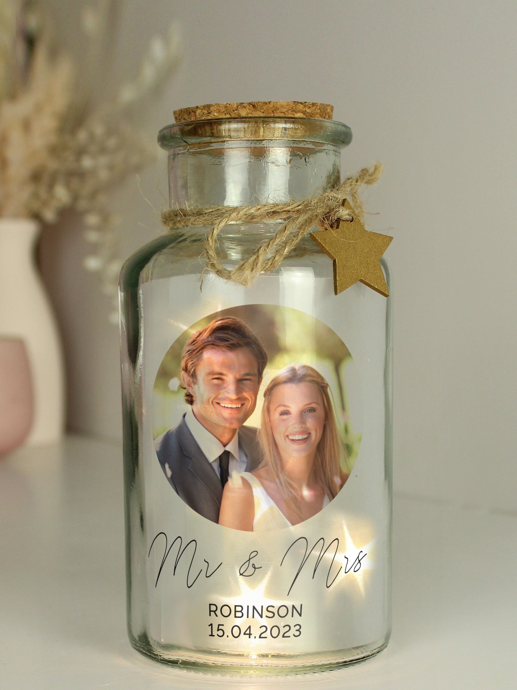 Buy Personalised Photo Upload LED Light Up Glass Jar by PMC from the ...