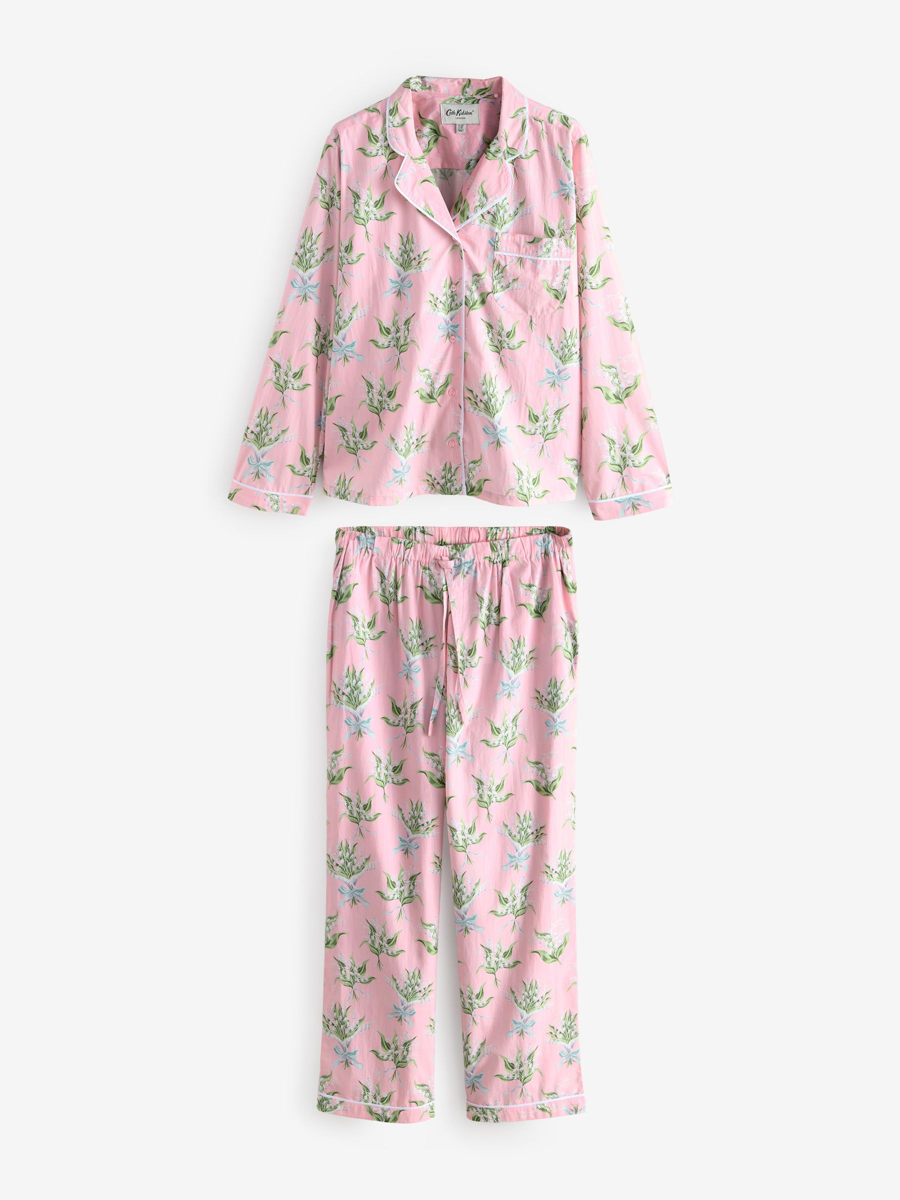 Buy Cath Kidston Pink Lily Of The Valley 100% Cotton Button Up Pyjamas ...