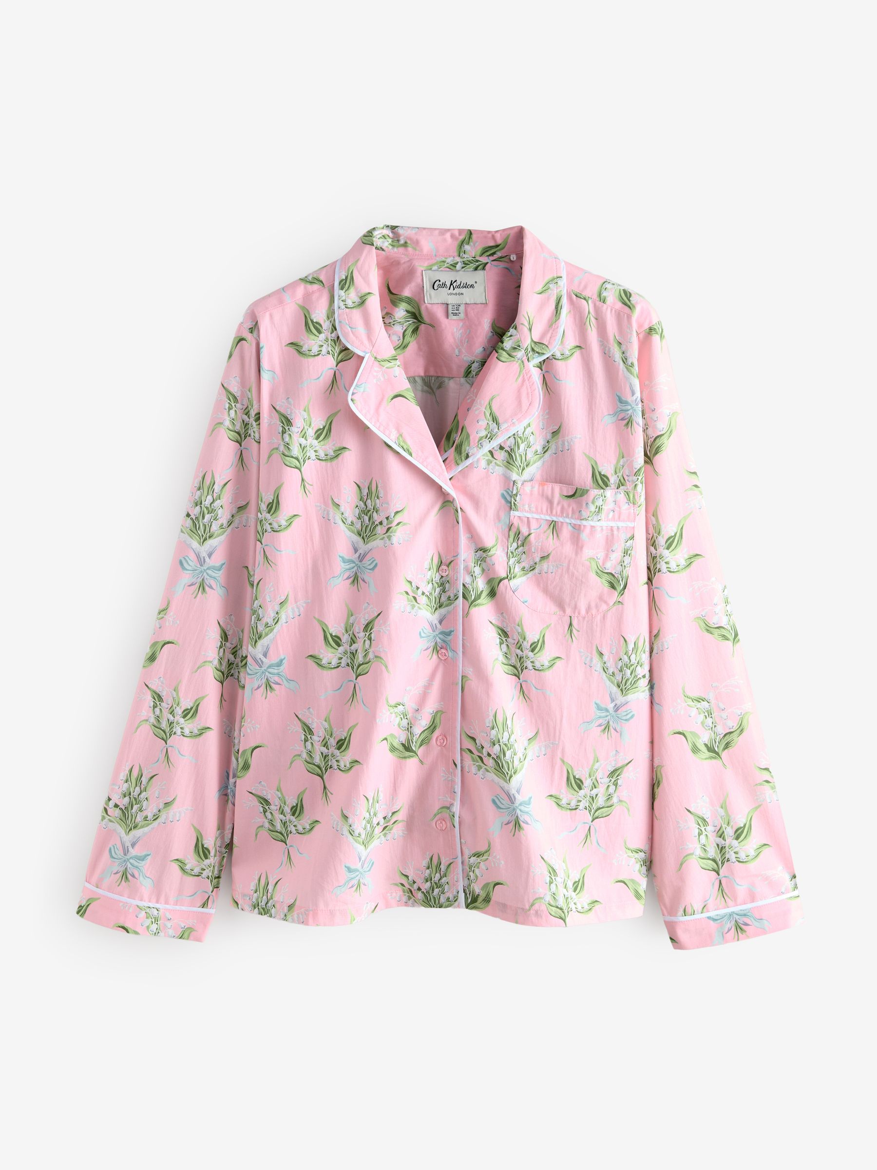 Buy Cath Kidston Pink Lily Of The Valley 100% Cotton Button Up Pyjamas ...