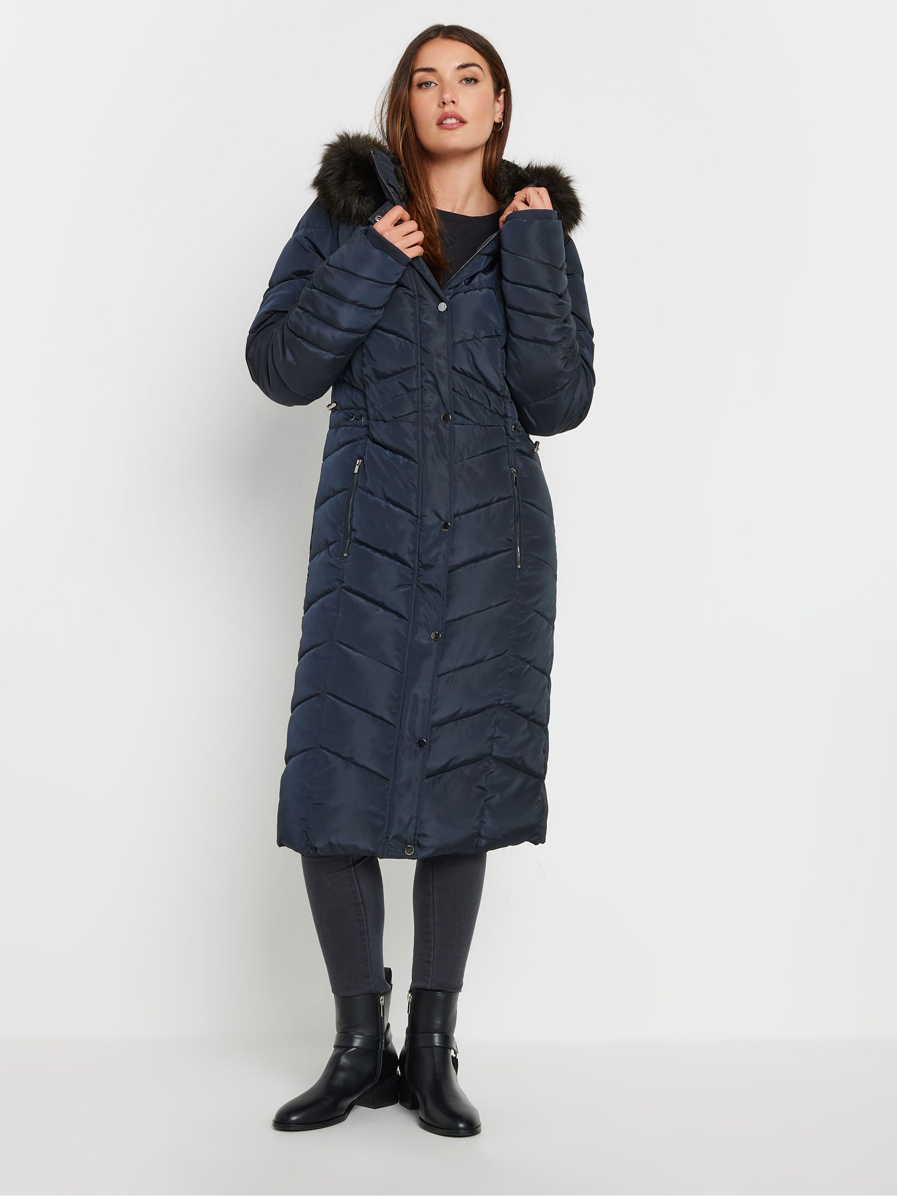 Buy Long Tall Sally Blue Longline Chevron Padded Coat from the Next UK ...