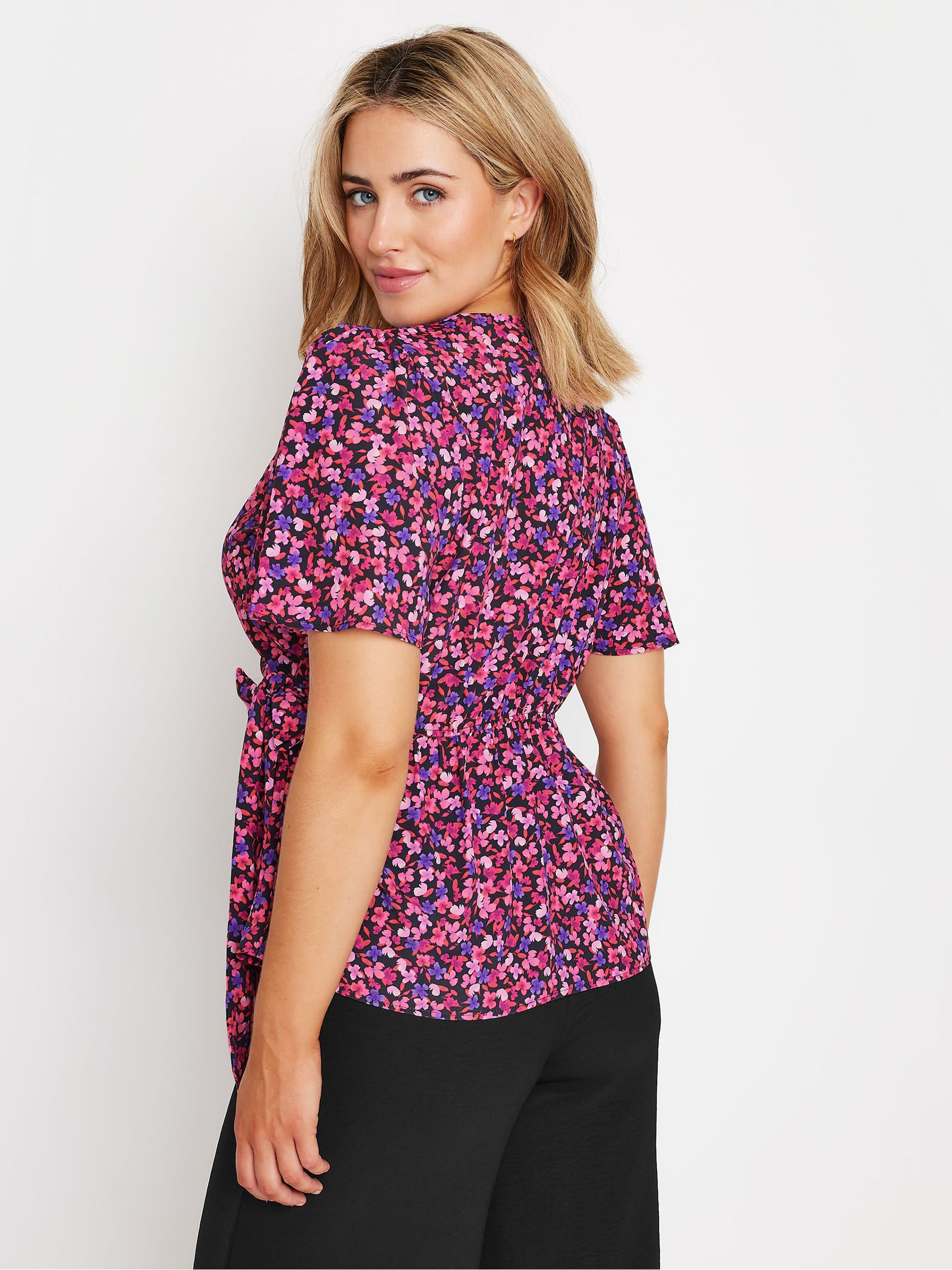 Buy M&Co Pink Ditsy Floral Print Tie Waist Wrap Top from Next India