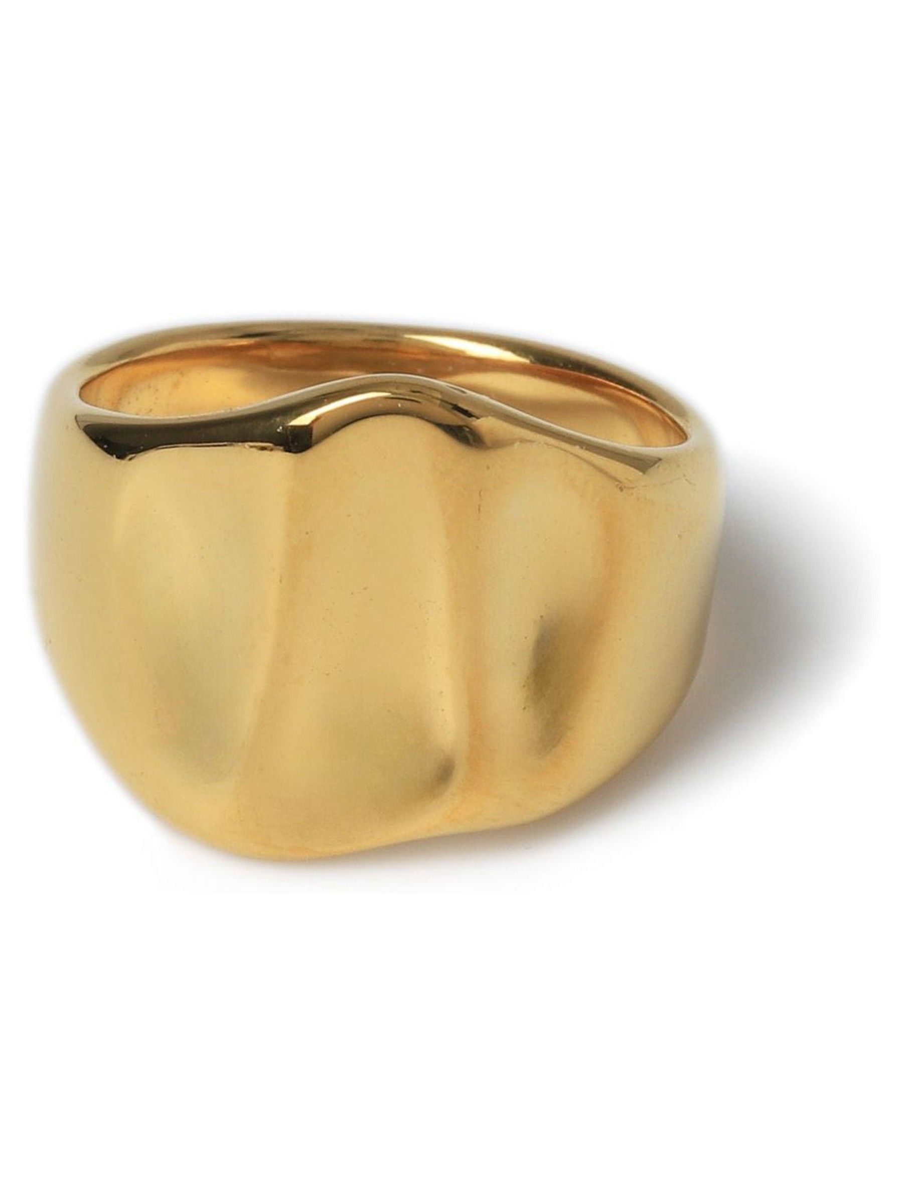 Buy Aela Gold Tone Waterproof Stainless Steel Oversized Beaten Ring ...