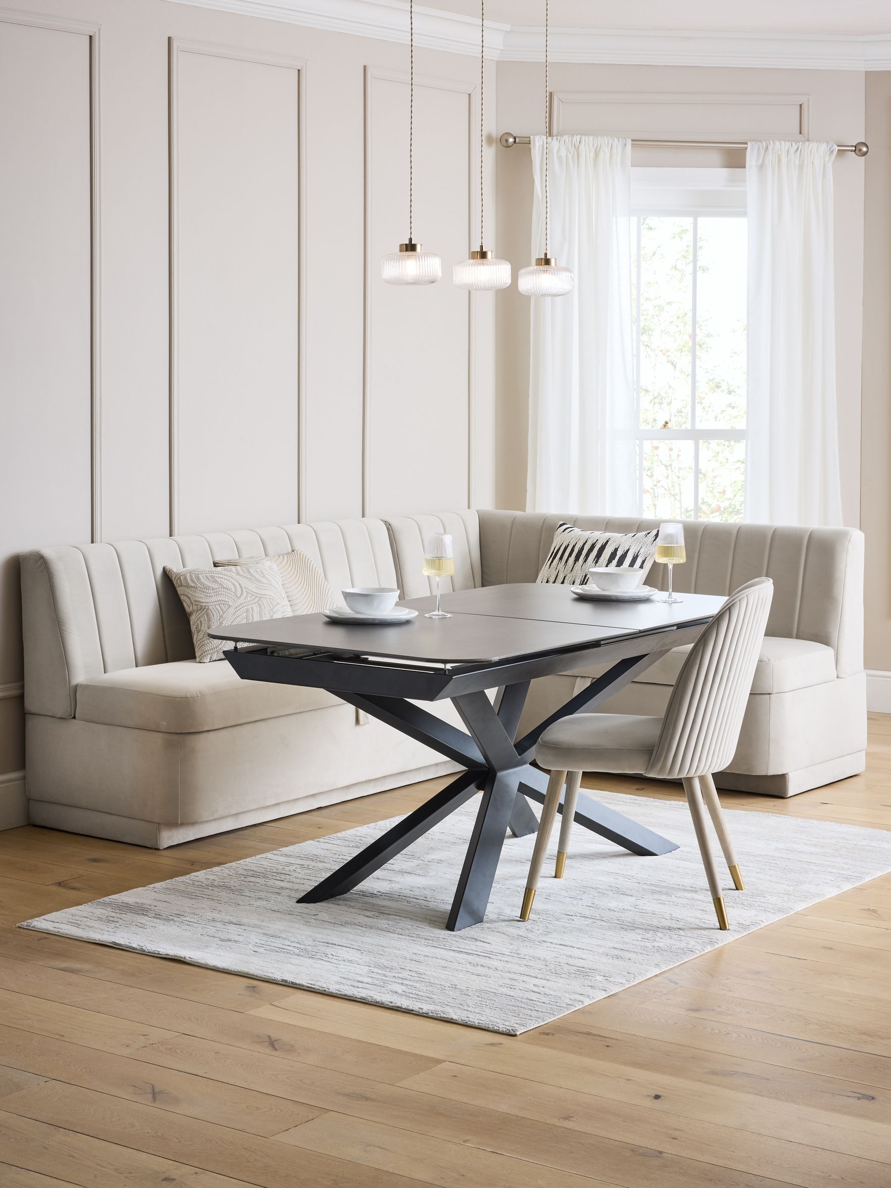 Buy Soft Velvet Pebble Anderson Storage Right Hand Corner Dining Bench ...