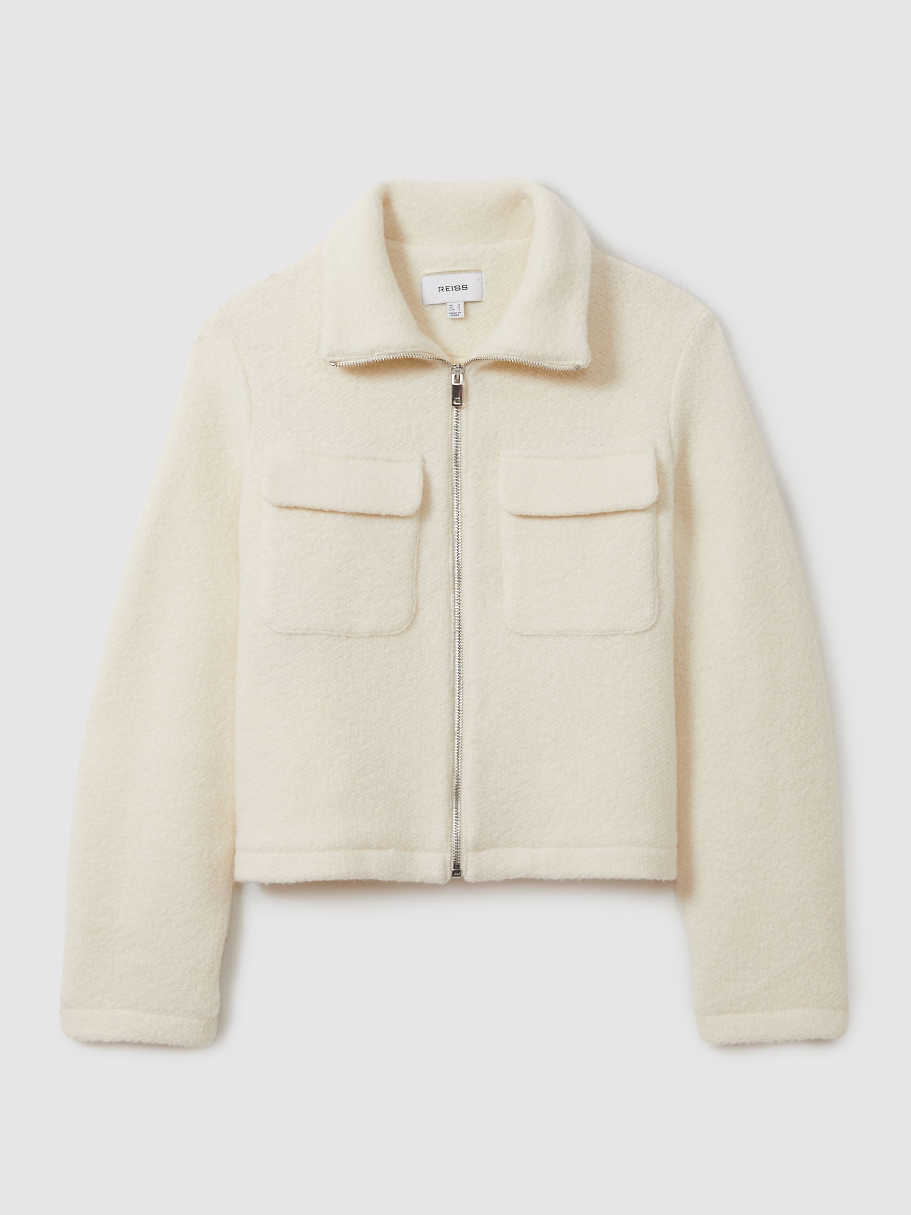 Buy LES 100 CIEL Cream Reiss | Les 100 Ciels Textured Wool Jacket from ...