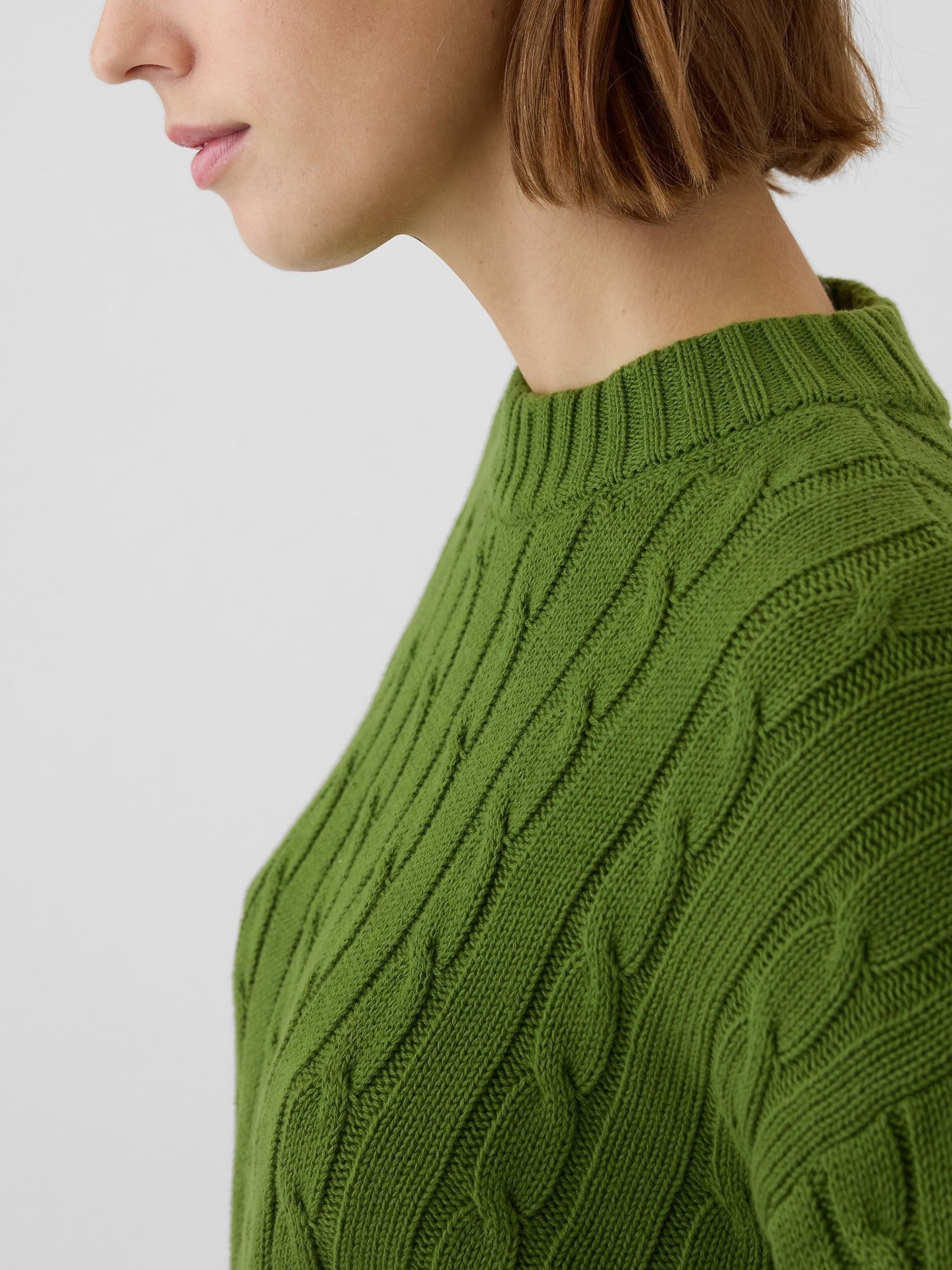 Buy Gap Green 100% Cotton Cable Knit Crew Neck Cropped Jumper from the ...