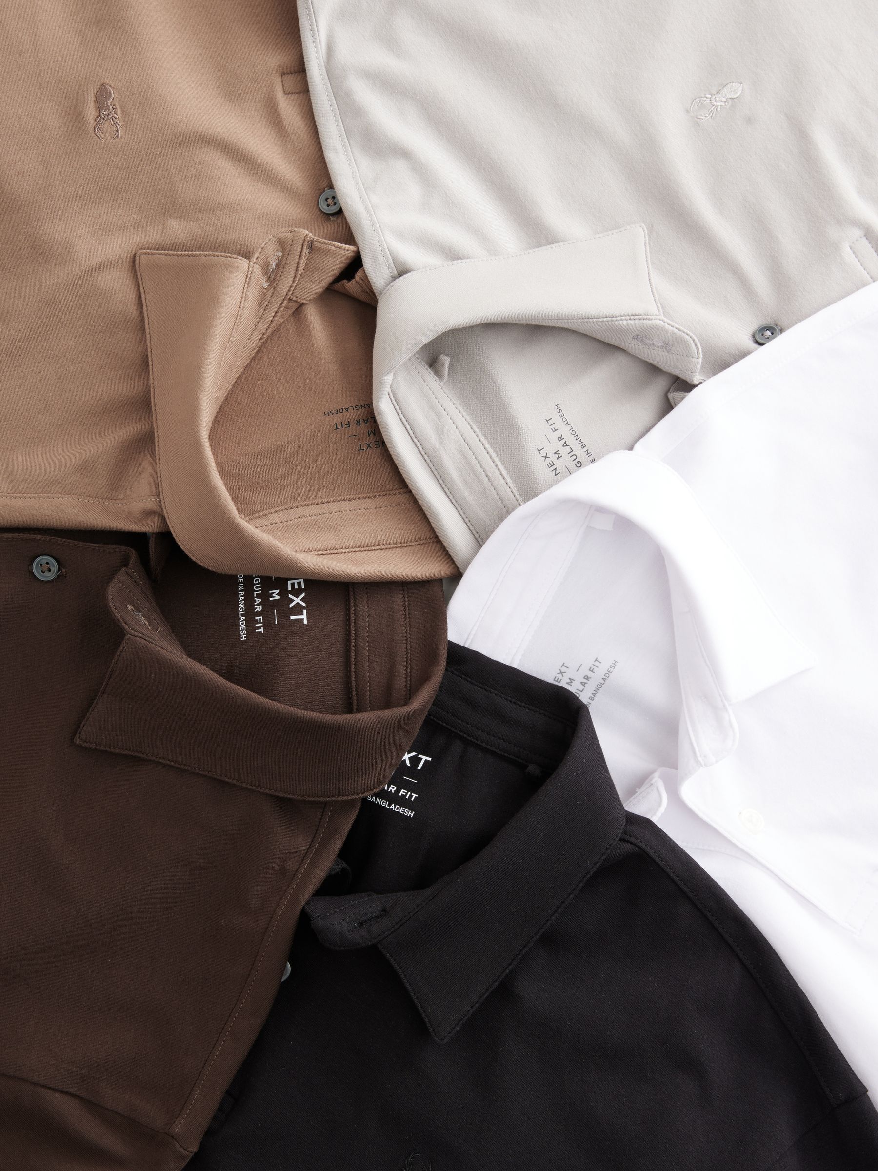 Buy Neutral/Monochrome Regular Fit Short Sleeve Jersey Polo Shirts 5 ...